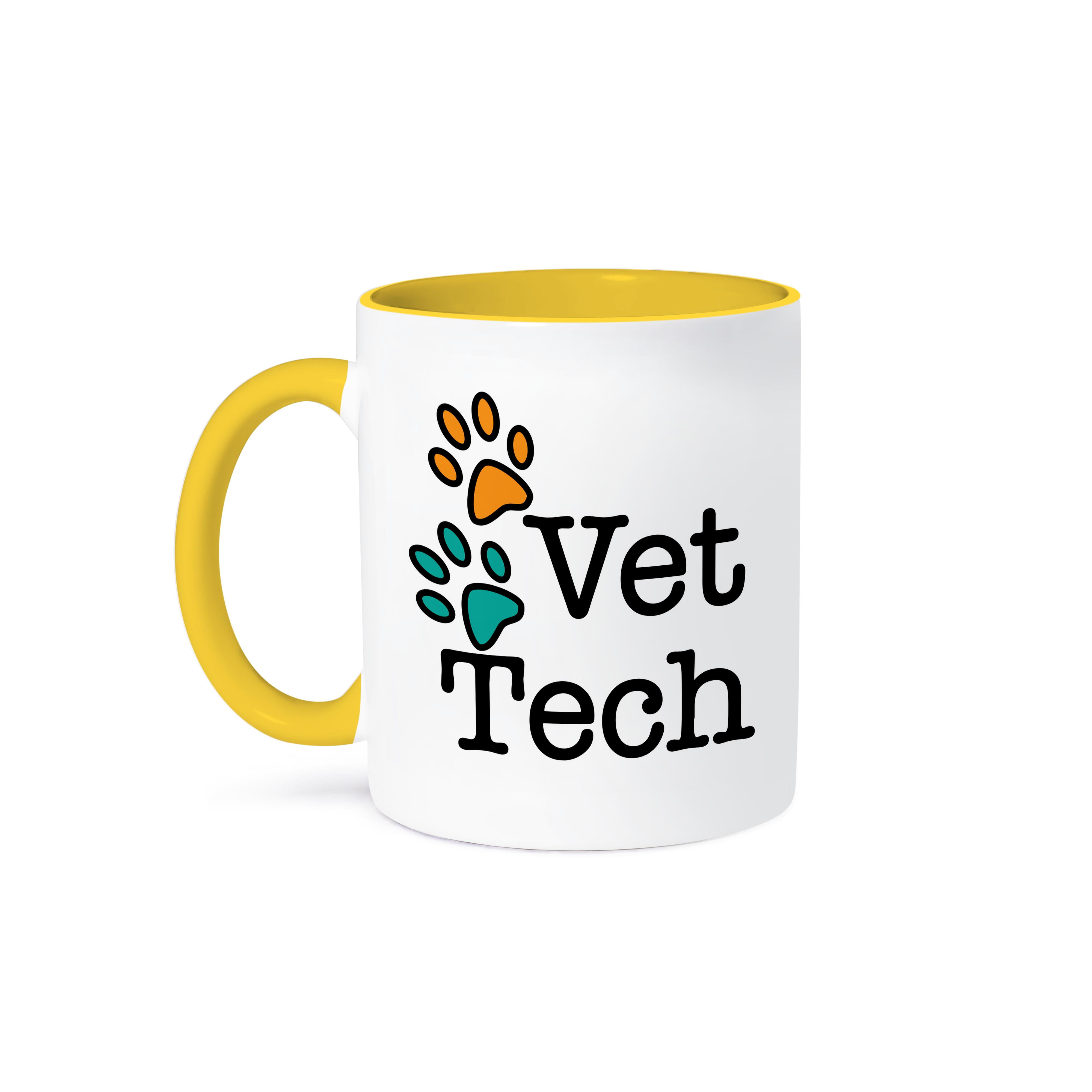 3dRose, Vet Tech, Orange and Turquoise, 11oz Two-Tone Yellow Mug - Walmart.com