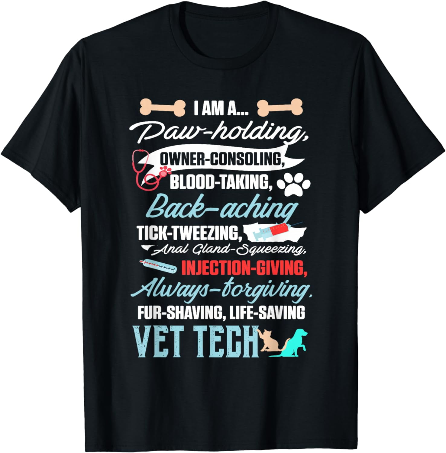 Vet Tech Paw Holding Funny Veterinary Technician T-Shirt - Walmart.com