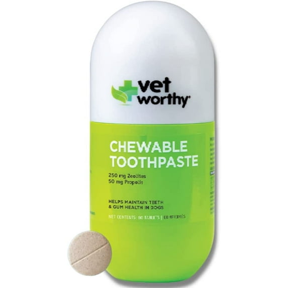 Vet Worthy Chewable Toothpaste - Dog Teeth Cleaning Chews with Propolis ...