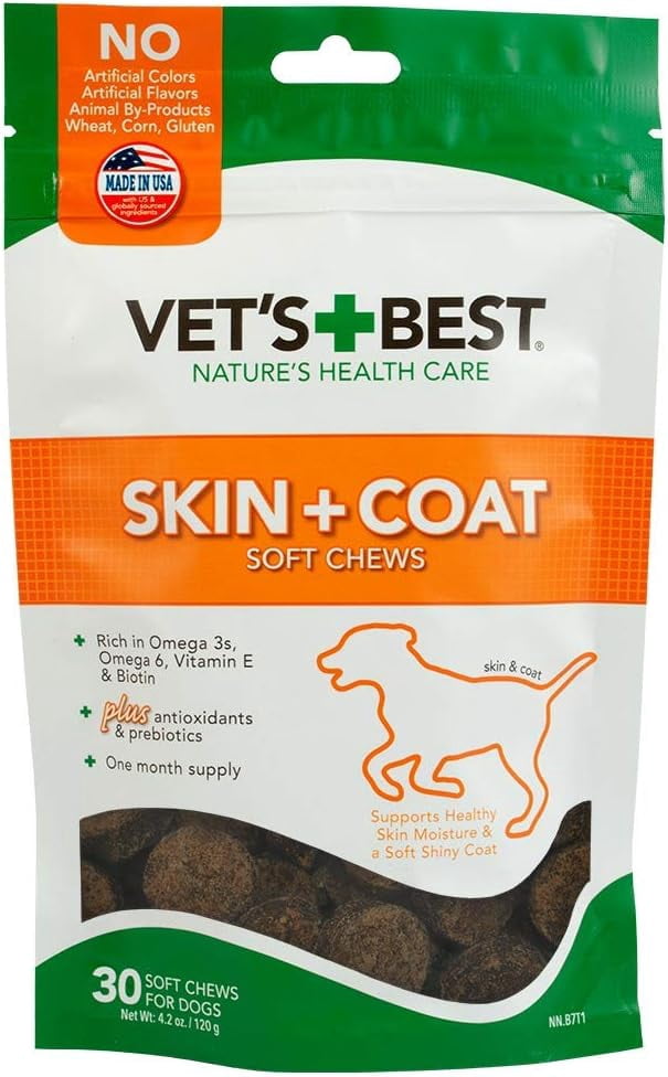 Vet's Best Soft Chew Skin and Coat Supplements for Dogs - 4.2oz. - 30 ...