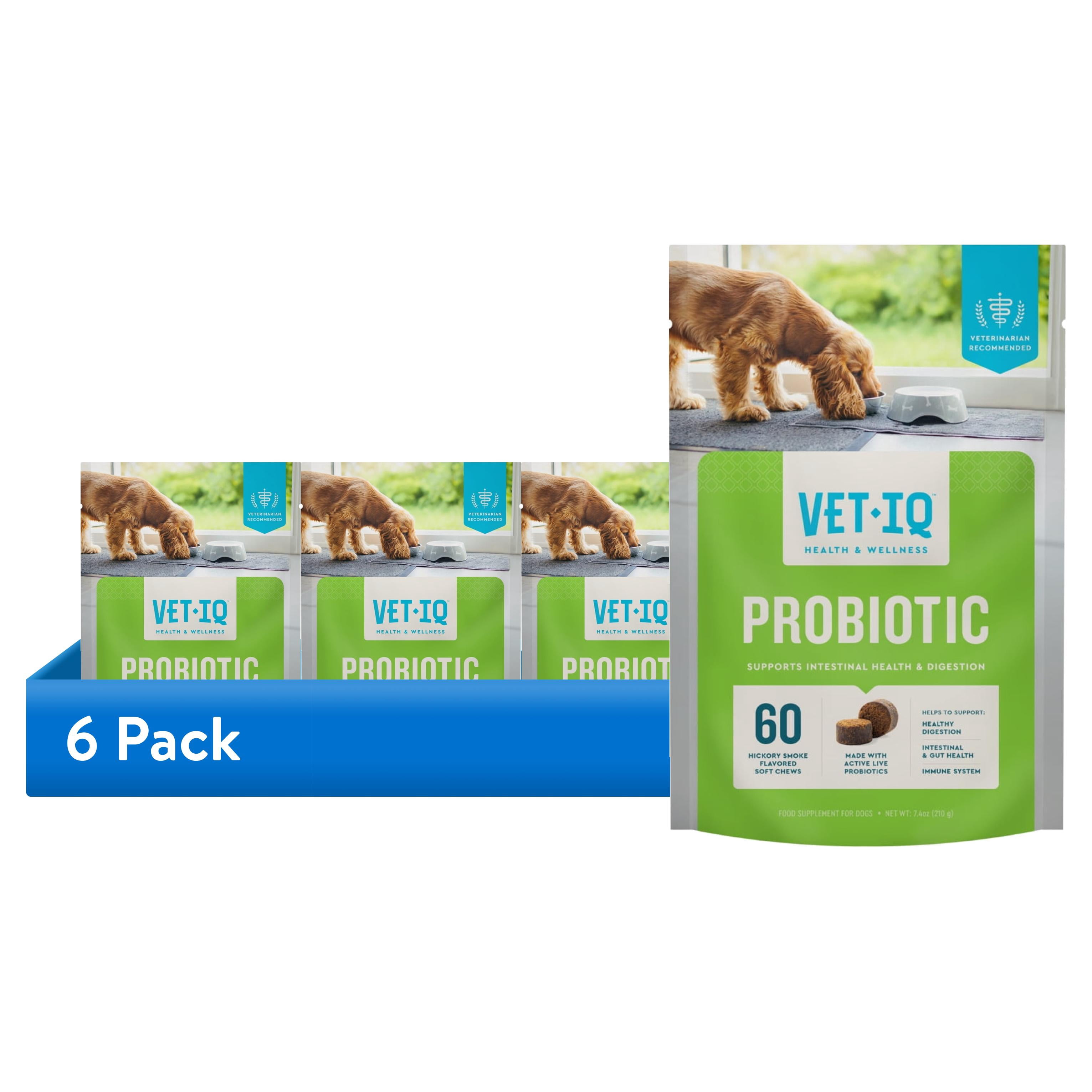(6 pack) VetIQ Probiotic Supplement for Dogs, Hickory Smoke Flavored ...