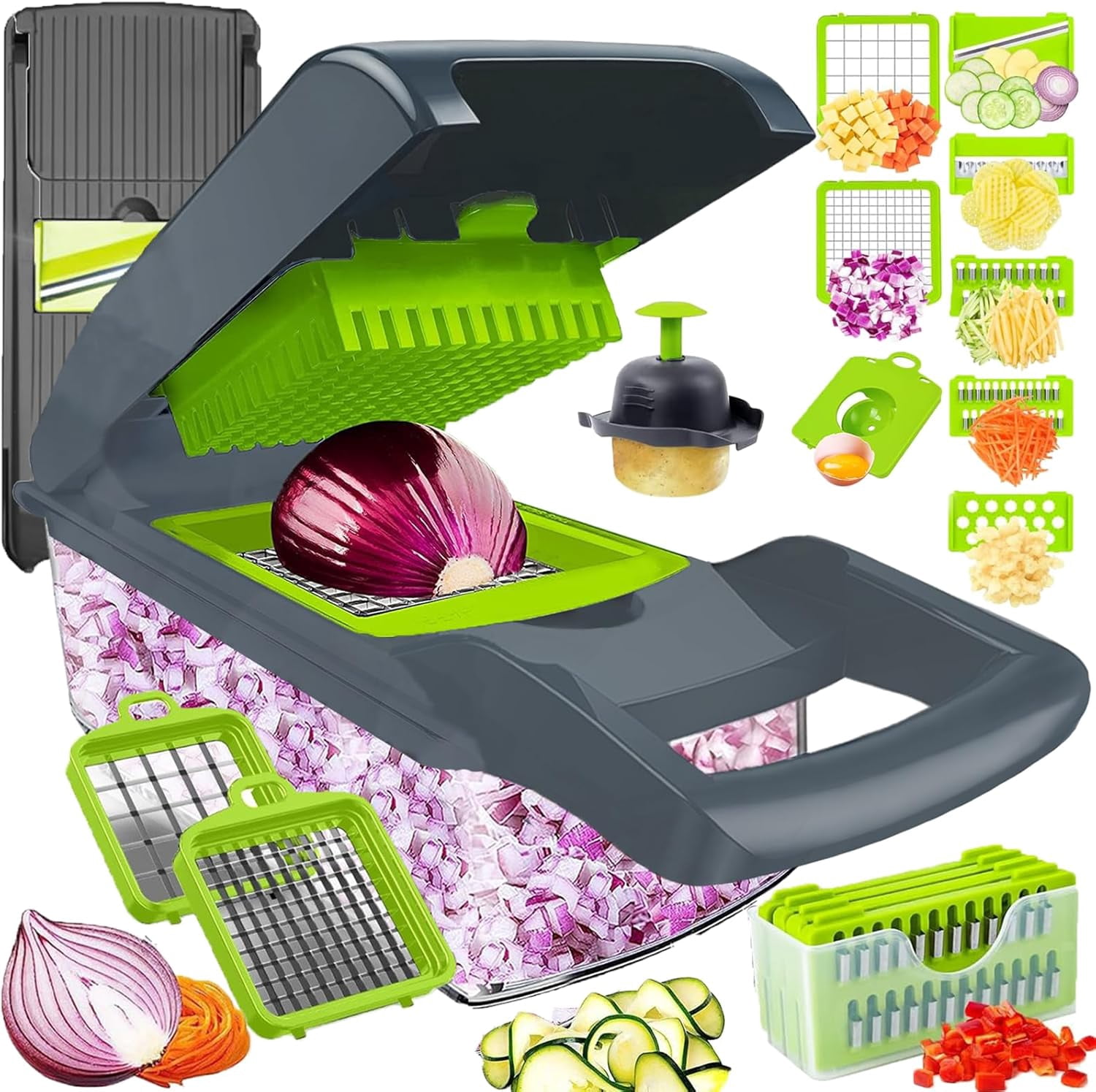 Vetable Chopper Dicer with Container | Cheese Grater Mandoline Slicer ...
