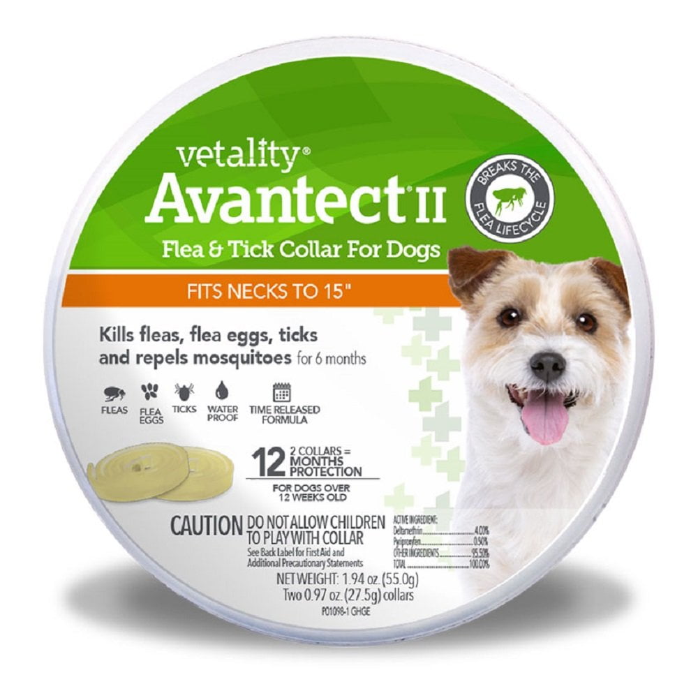 Vetality 190623250491 15 in. Avantect II Flea & Tick Collar for Dogs, 2 ...
