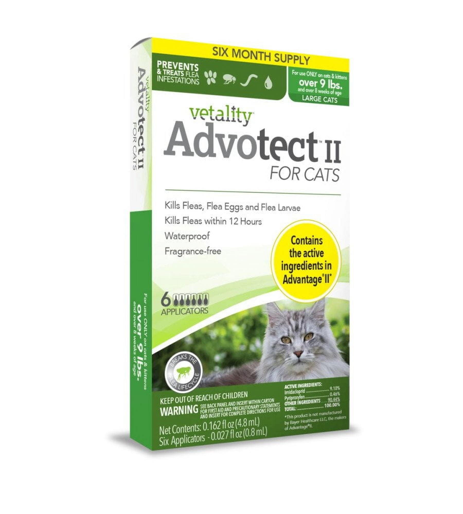 Vetality Advotect II Cat Flea Treatment, 9 lbs, 6 Doses - Walmart.com