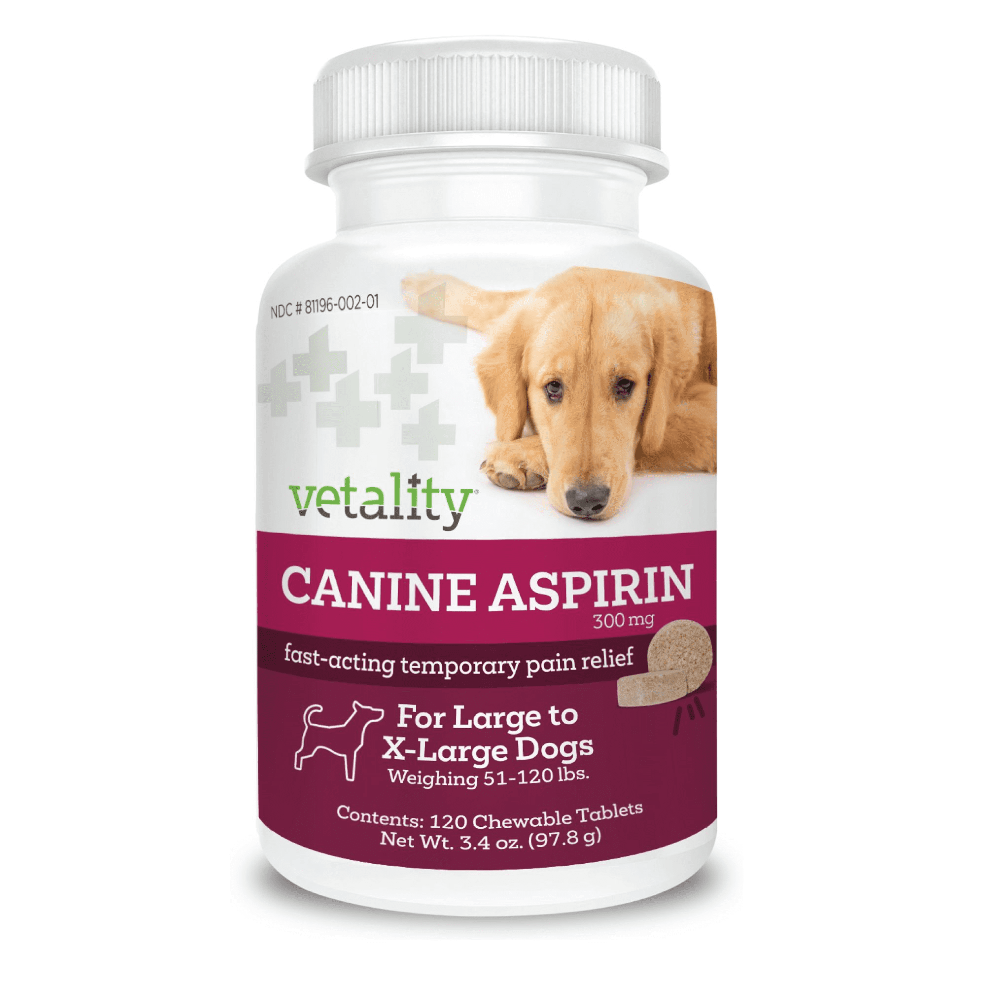 Vetality Fast-Acting Liver Flavor Canine Aspirin, Large Dogs Anti-Inflammatory Joint Medication ...