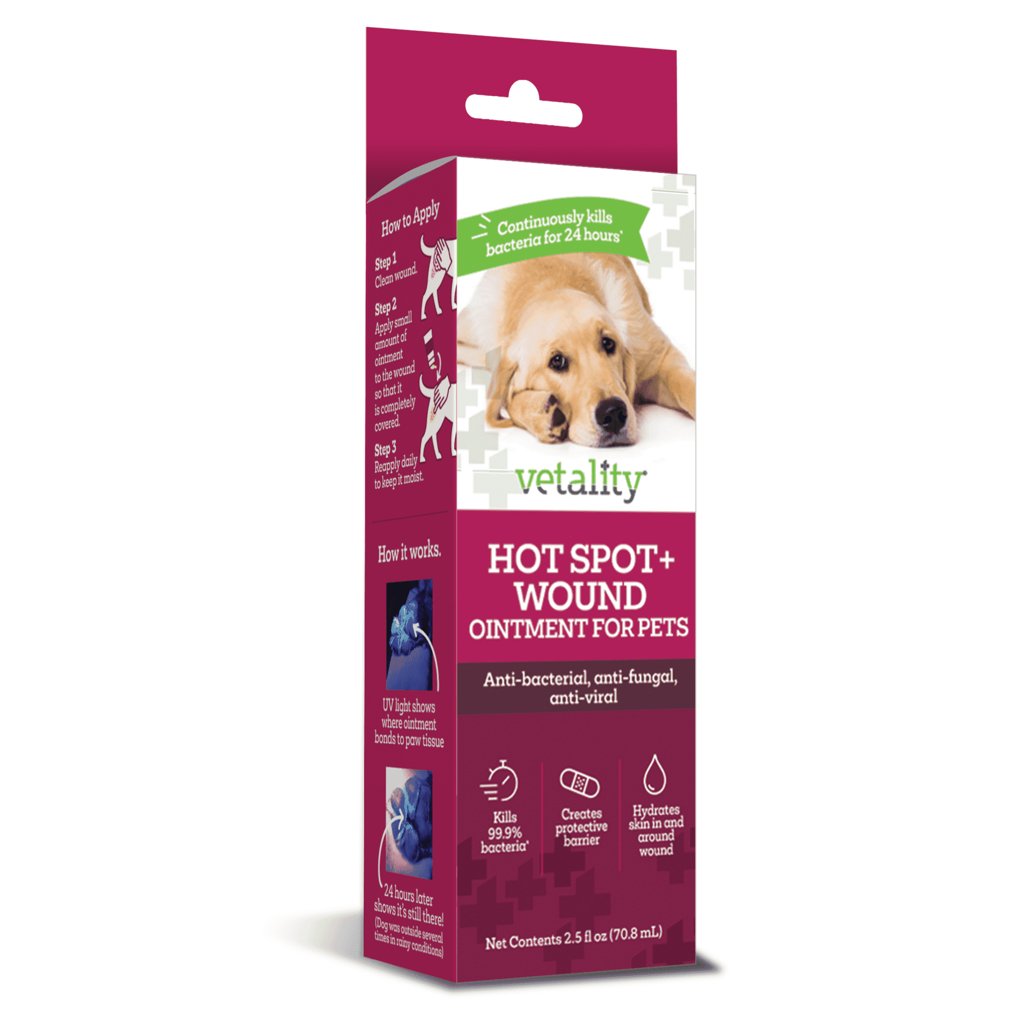 Vetality Hot Spot and Wound Skin Relief for Dogs, Antiseptic Antibiotic ...