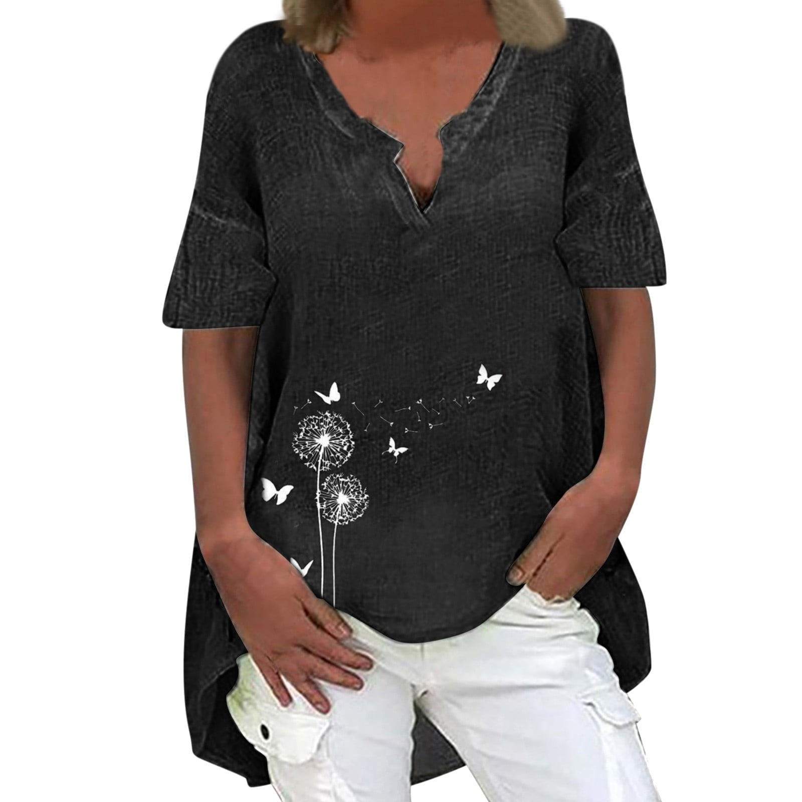 Vetement Femme ete 2025 Summer Womens Short Sleeve V Neck Floral ...