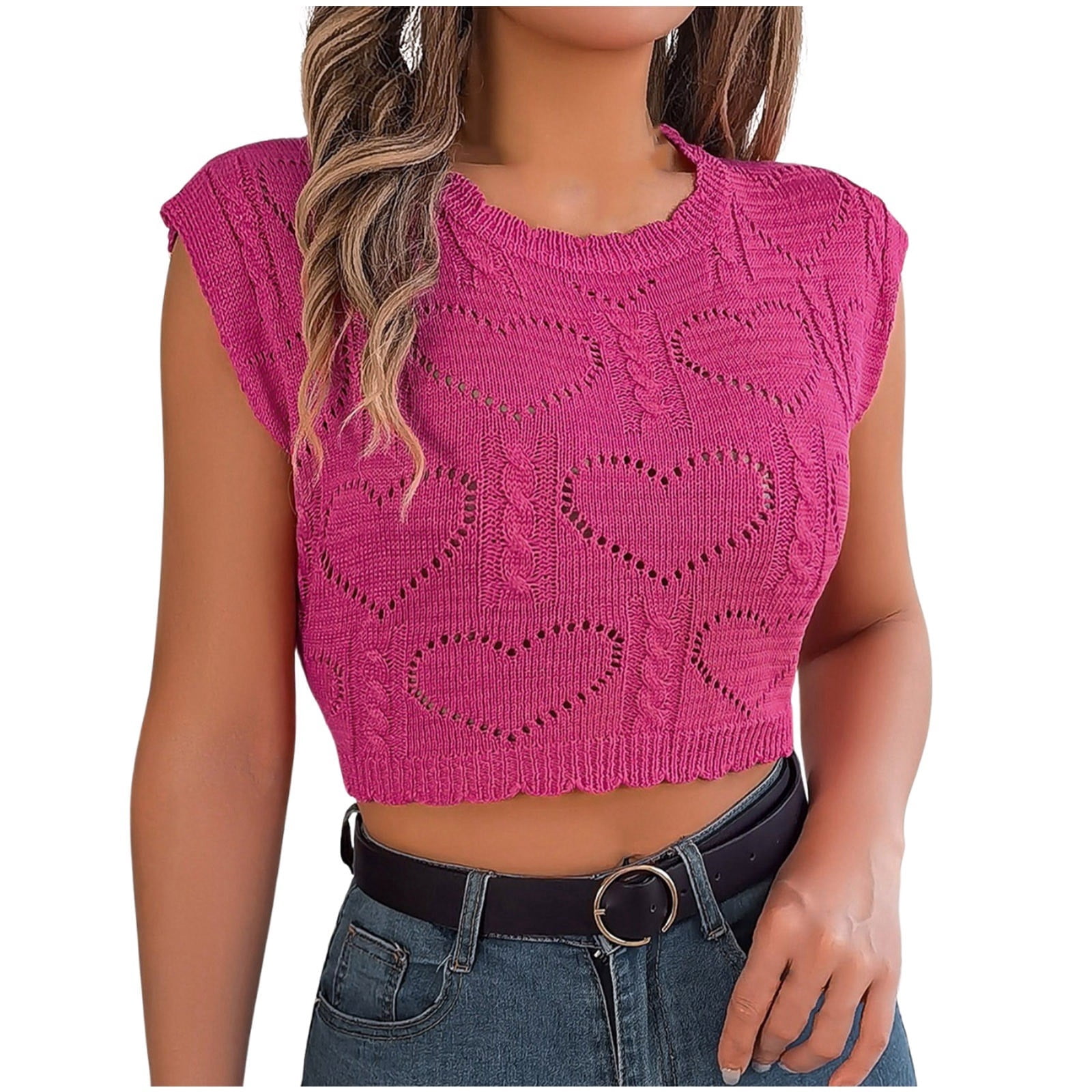 Vetement Femme ete 2025 Women's Round C Neck Sleeveless Knitted Slim ...