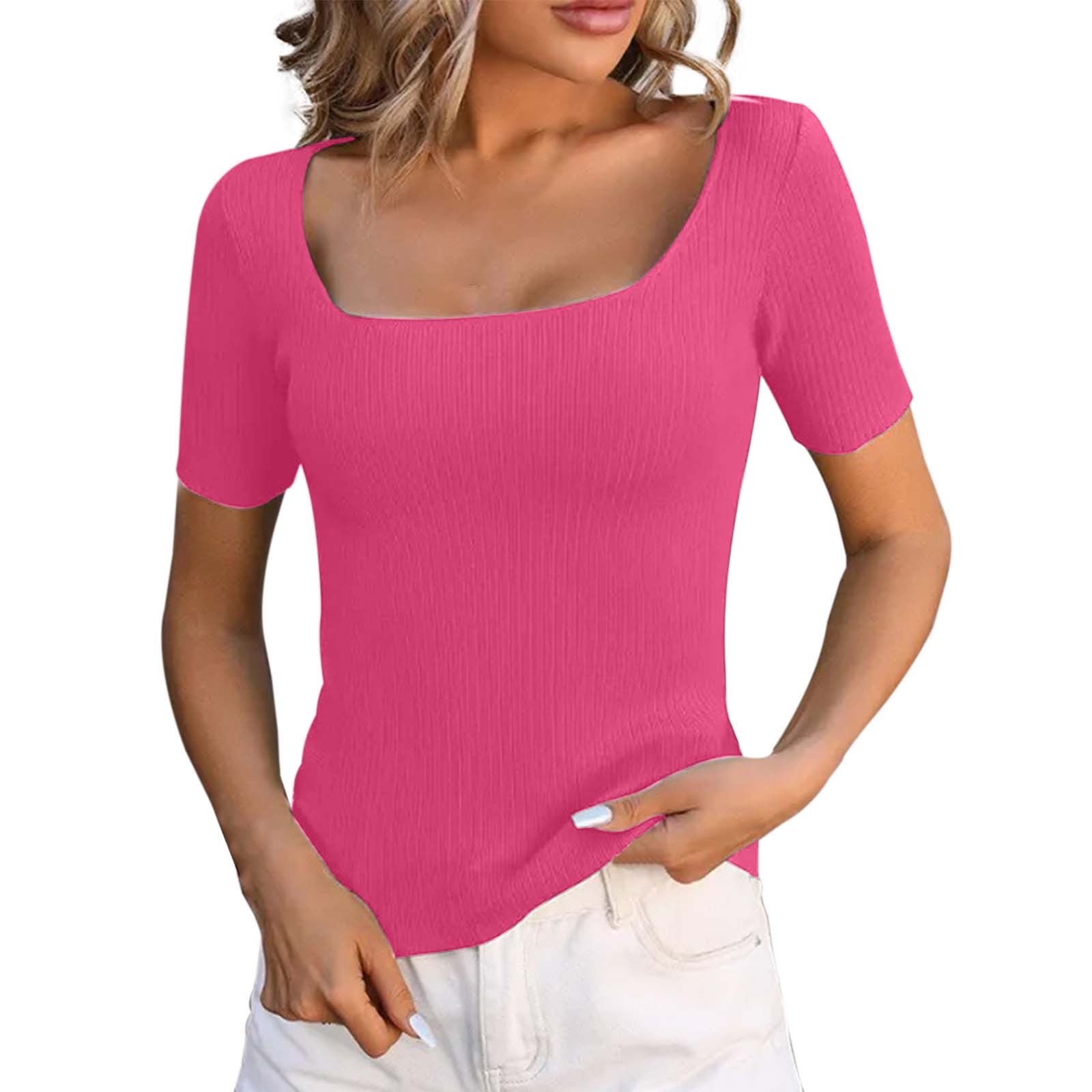 Vetement Femme ete 2025 Women's Solid Square Bottom Tight Strip Bottom ...