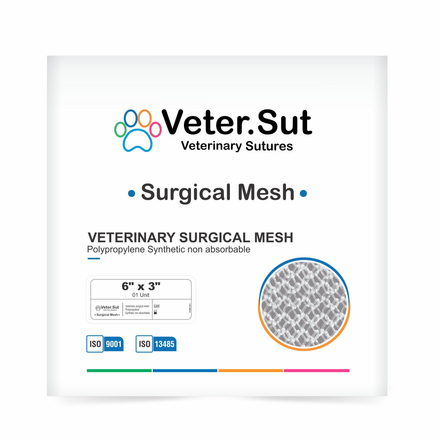 VeterSut Polypropylene Surgical Mesh 6"x3" (7.5 x 15 cm) Non Absorbable ...