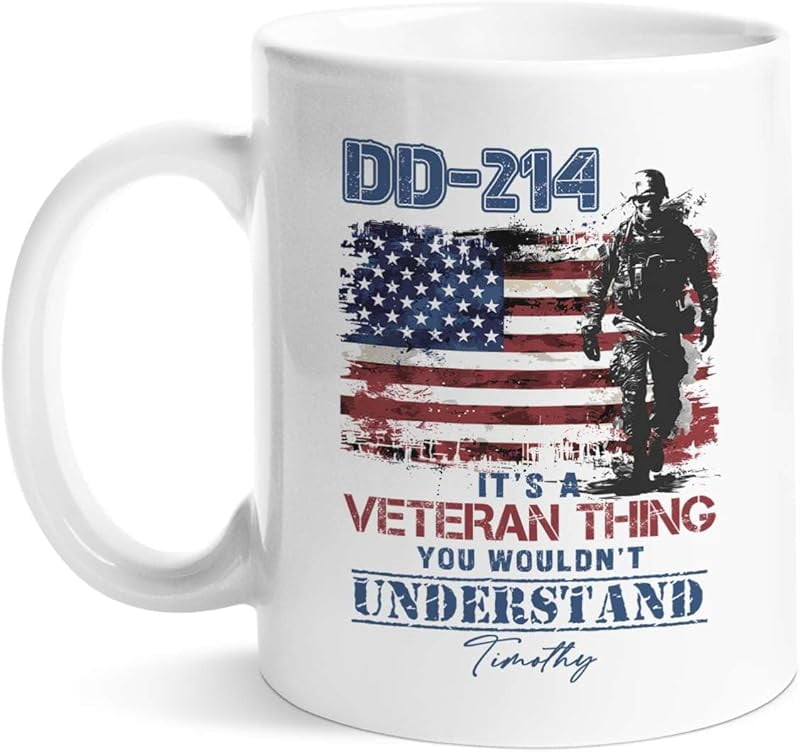 Veteran With American Flag Design Coffee Mugs, Personalized Choose Name ...