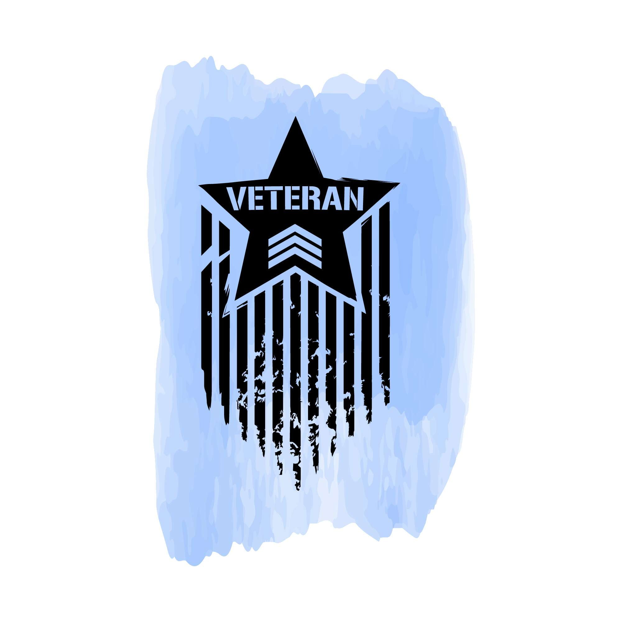 Veteran American Star Flag Silhouette Watercolor Design Wall Art ...