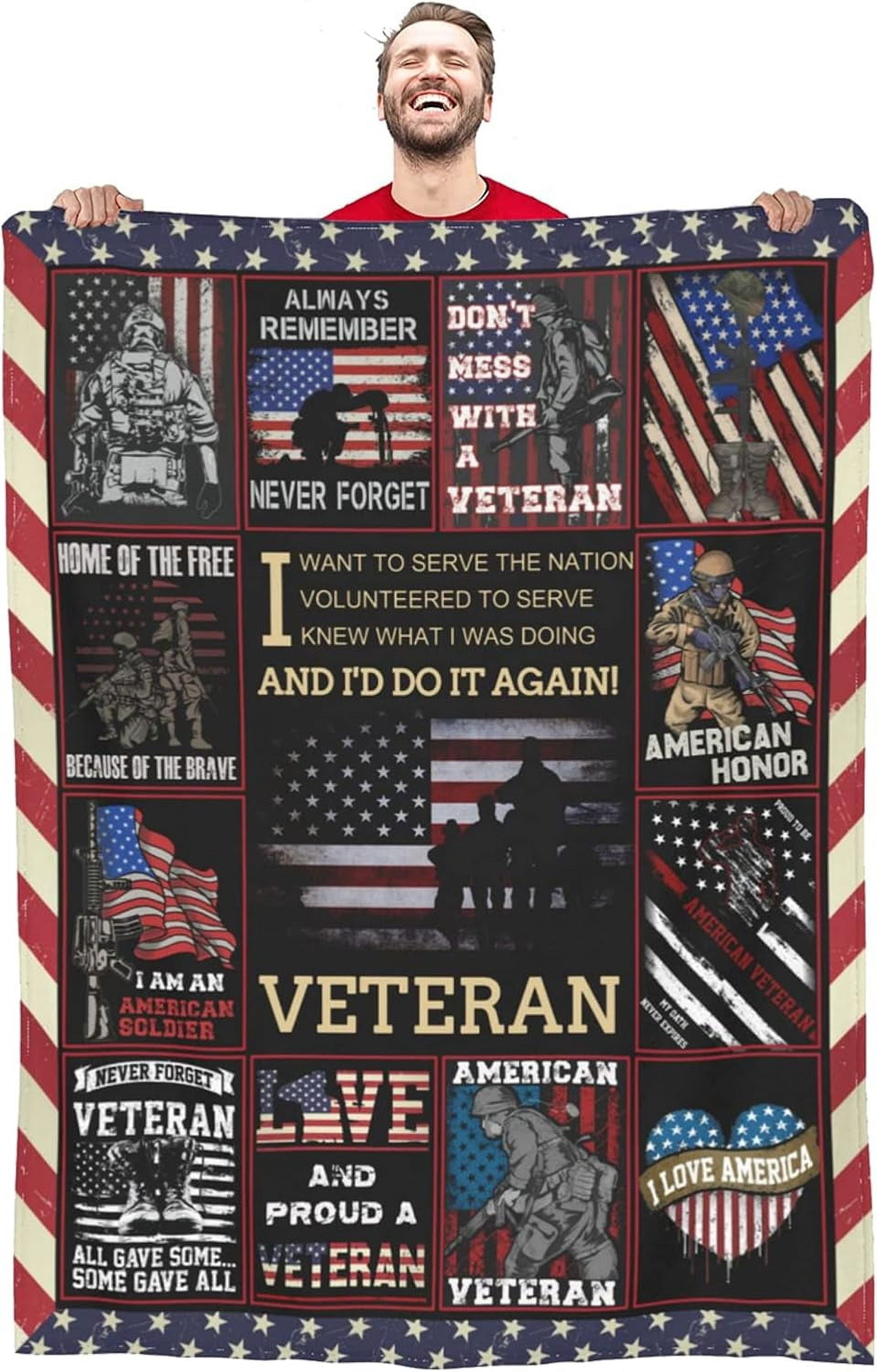Veteran Blanket Gift for Proud Patriotic Veterans, Soft Warm Blanket ...