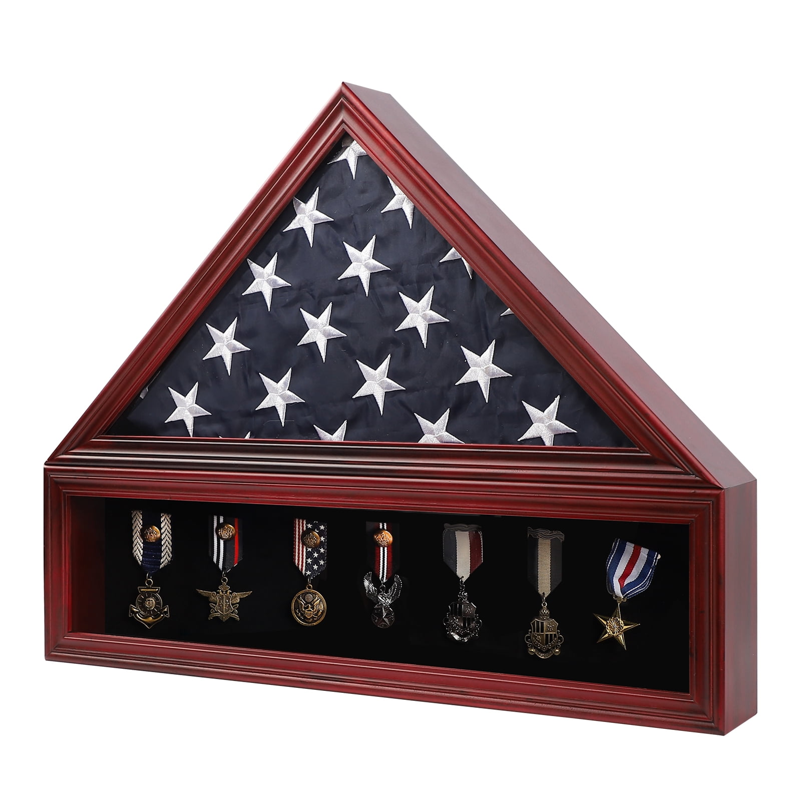 Veteran Burial Flag Display Case, Solid Wood Memorial Frame, Fits 5'x9 ...