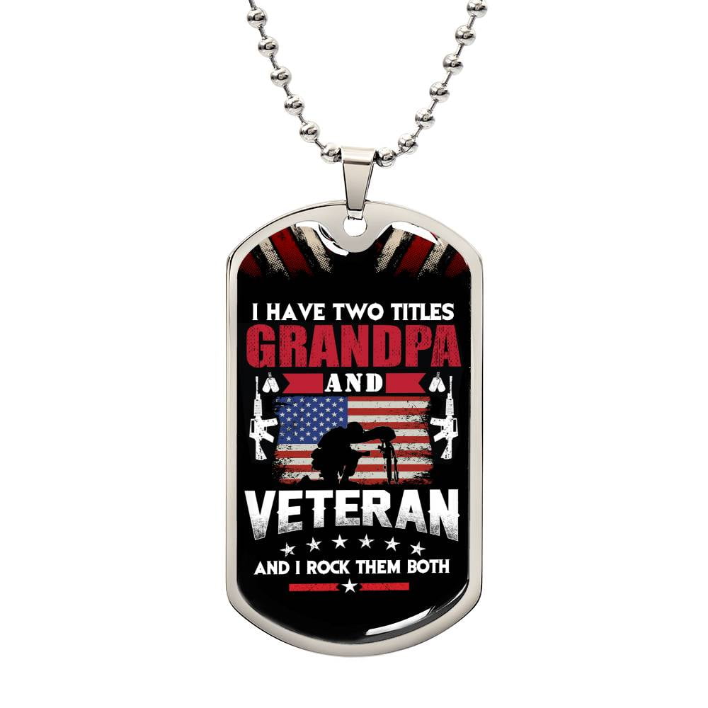 Veteran Dog Tag for Grandpa - Graphic Military Dog Tag Necklace ...