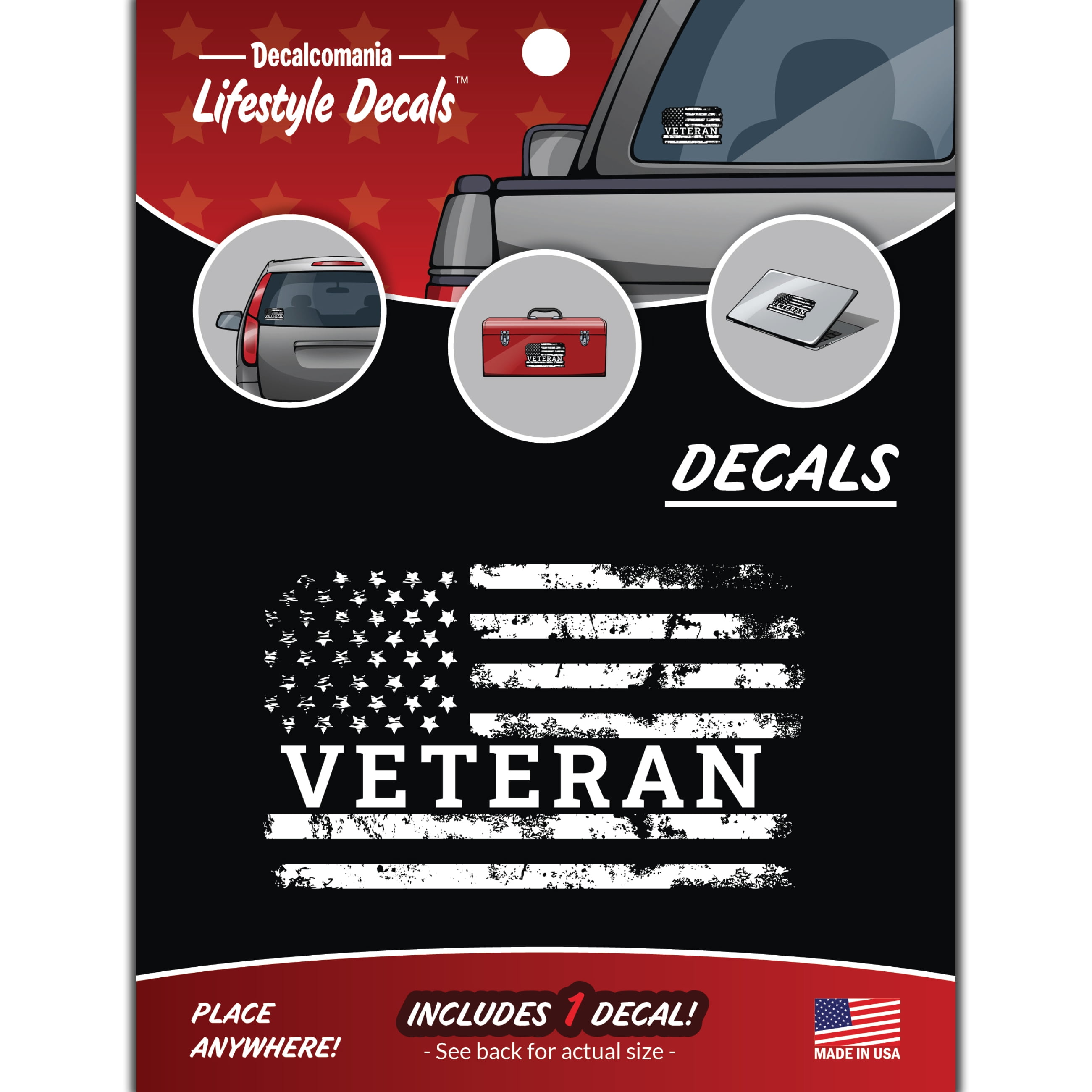 Veteran Flag Decal - Black & White Distressed American Flag Military ...