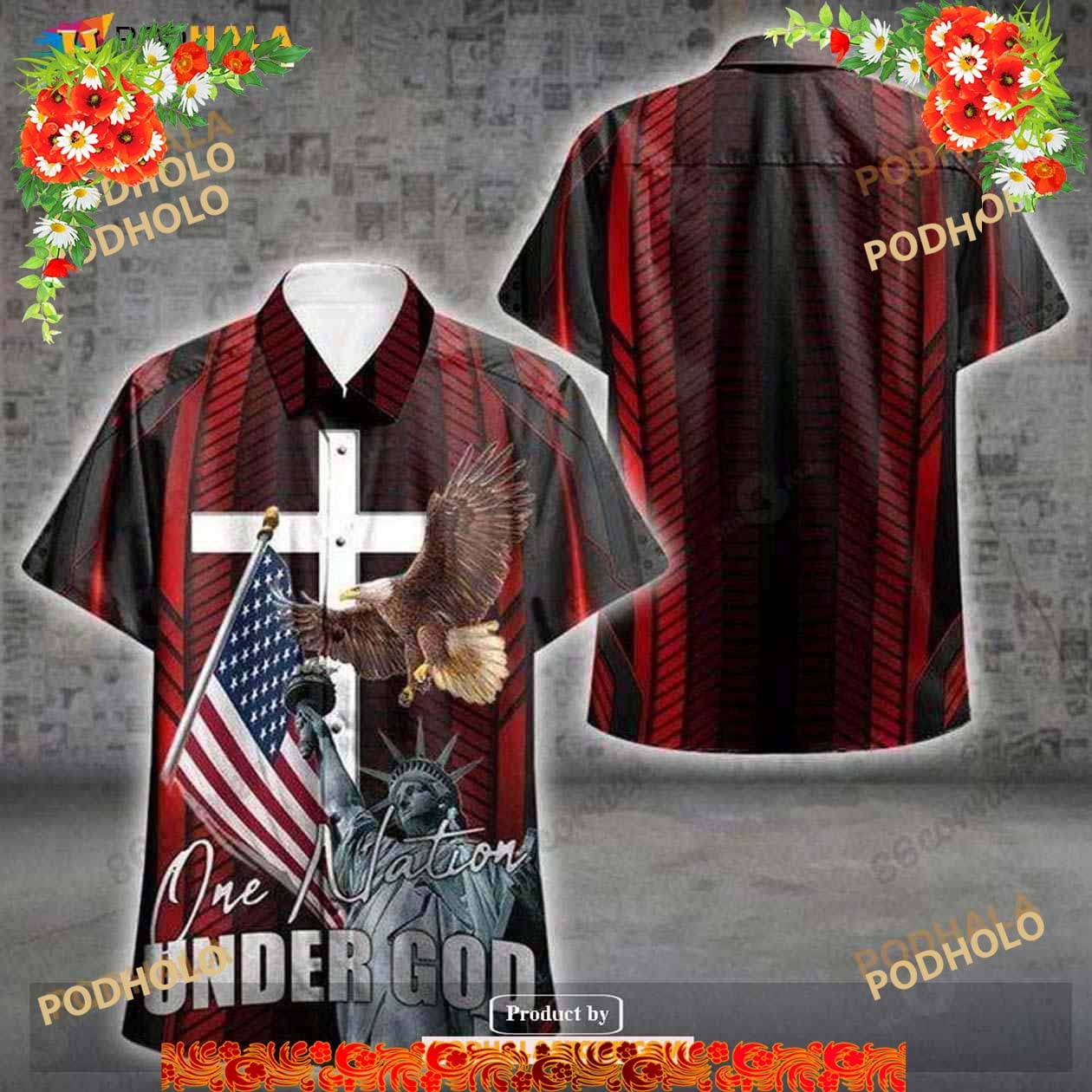 Veteran God Bless Eagle One Nation Under God An Aloha Funny Hawaiian ...