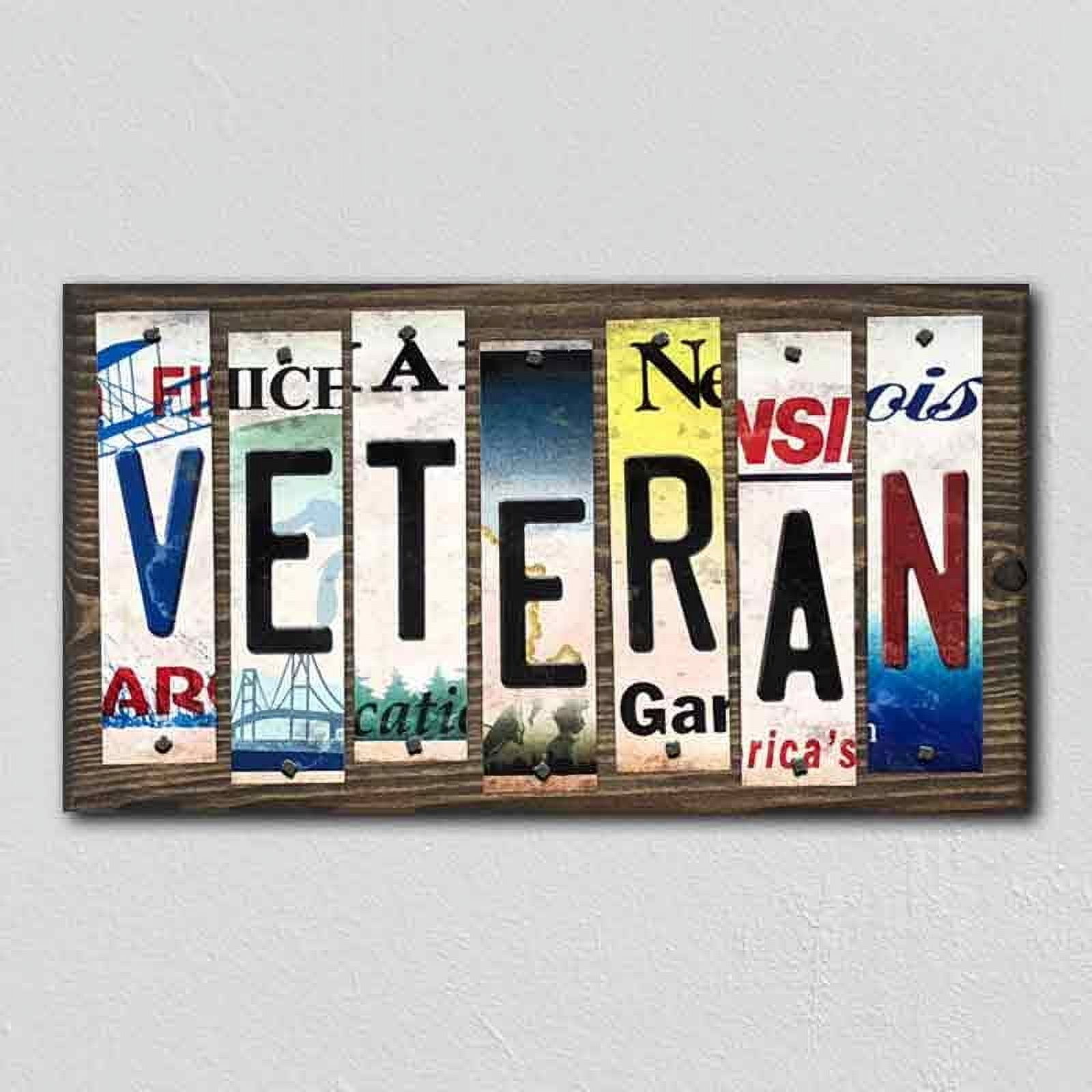 Veteran License Plate Tag Strips Novelty Wood Signs WS-240 8" x ...