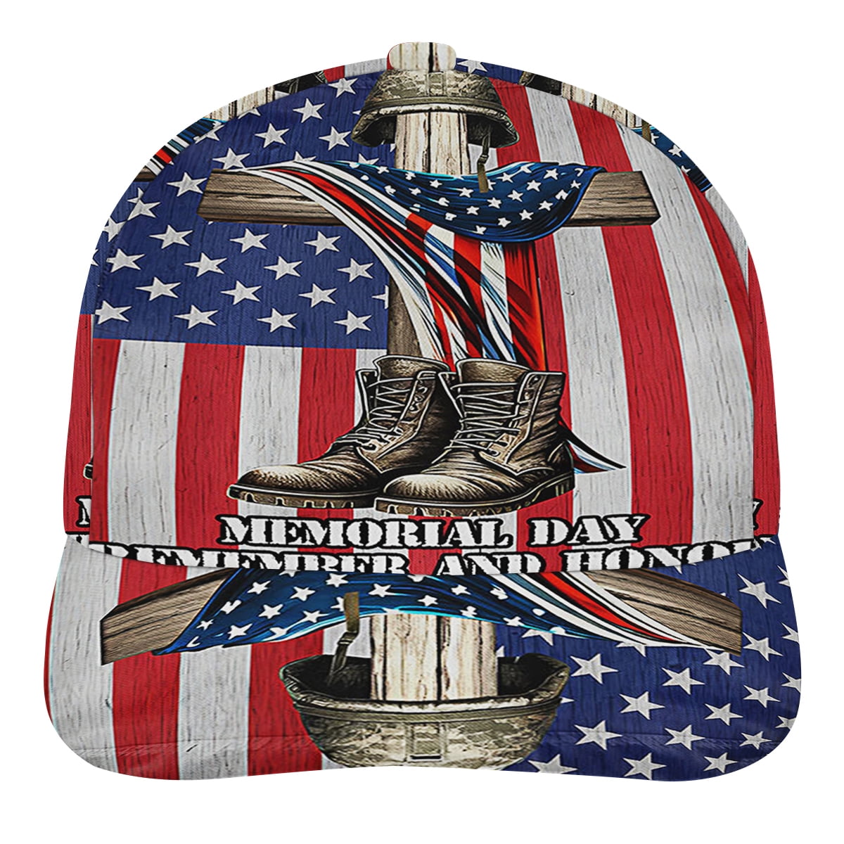 Veteran Memorial Cross Memorial Day Remember and Honor baseball cap hat ...