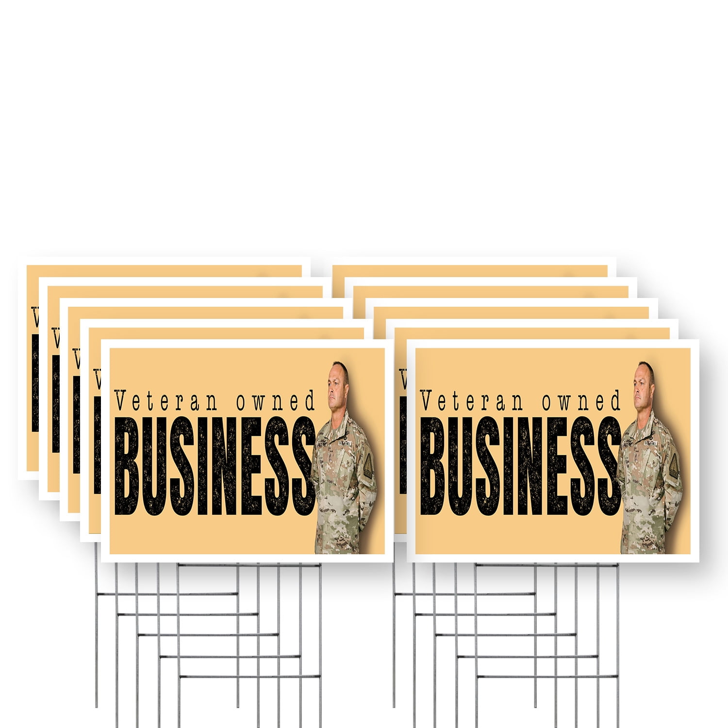 Veteran Owned Business Yard Sign 10 Pack of 12 Inch x 16 Inch Single ...
