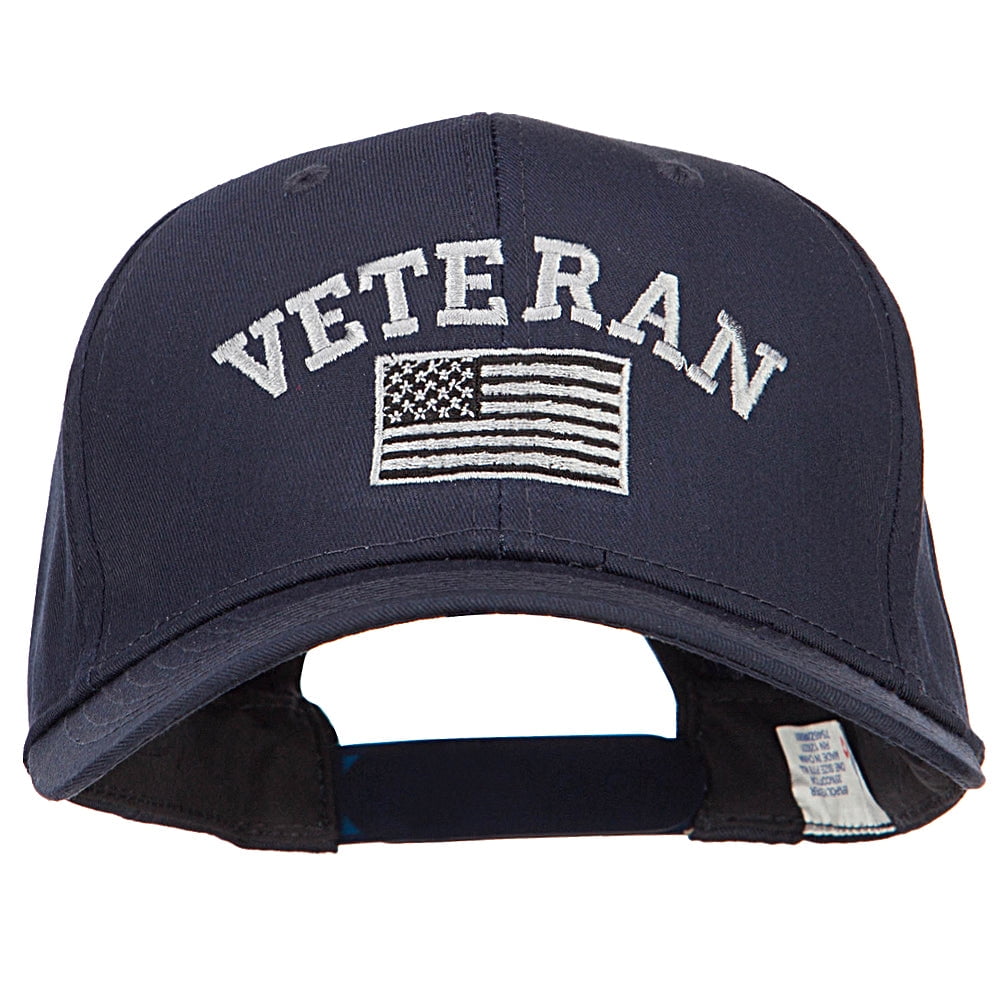 Veteran Silver Flag Embroidered Twill Cap - Navy OSFM - Walmart.com