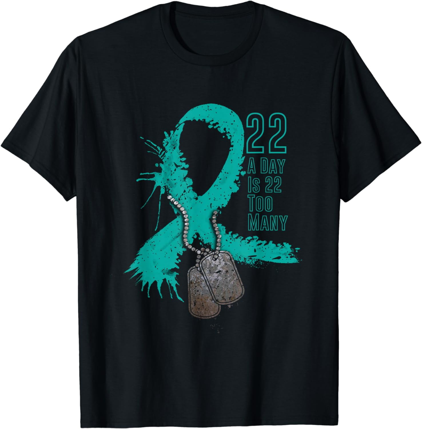 Veteran Suicide Awareness Ribbon 22 A Day Is 22 Too Many T-Shirt ...