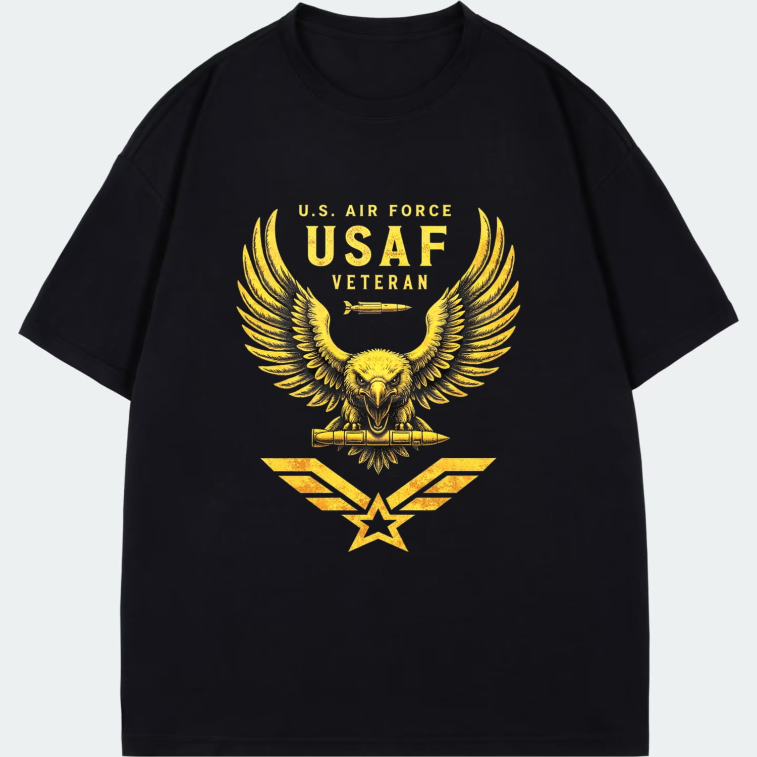 Veteran T Shirt Black Eagle And Wings Logo With U S Air Force Text ...