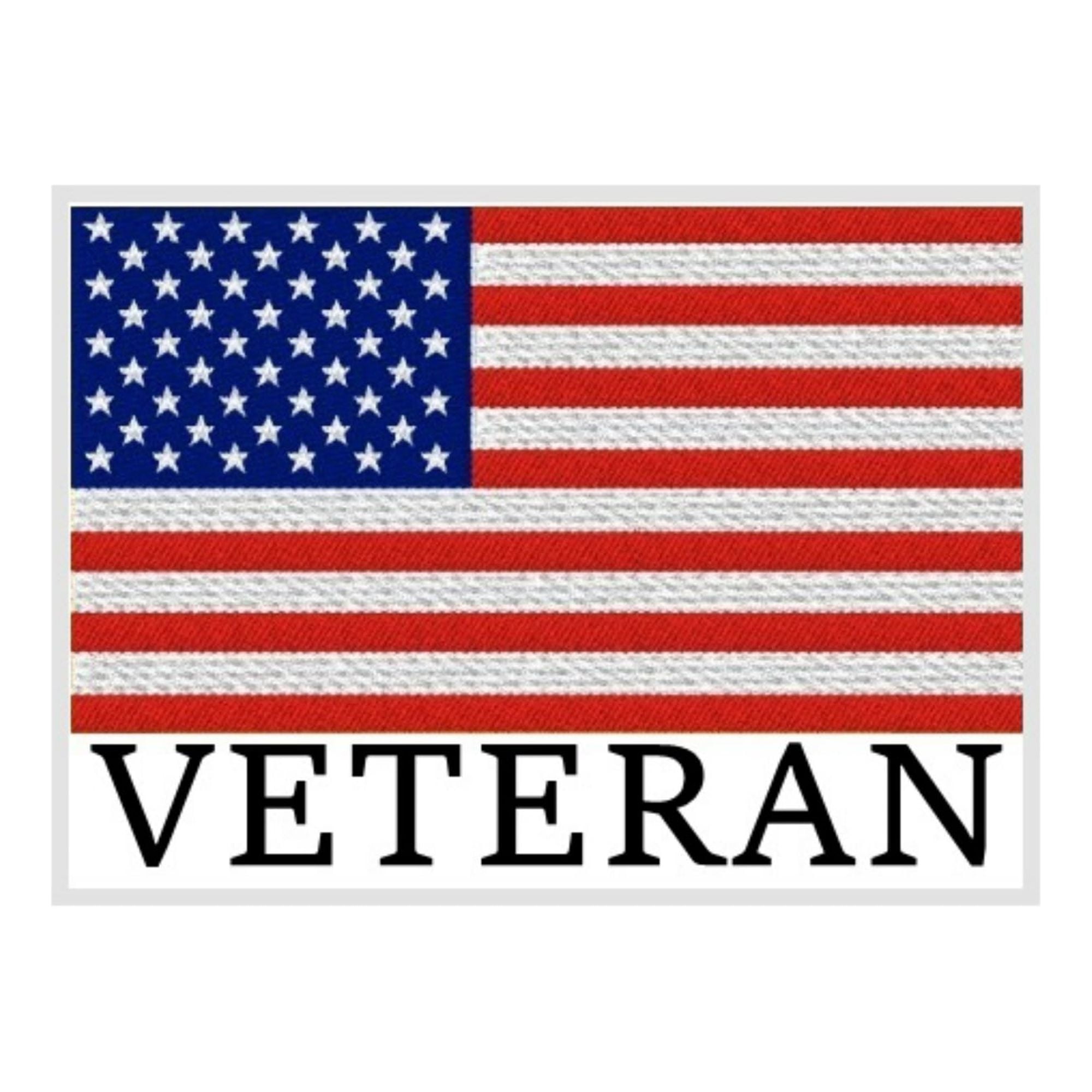 Veteran US Flag Embroidered Patch Iron/Sew-On Applique Biker Emblem ...