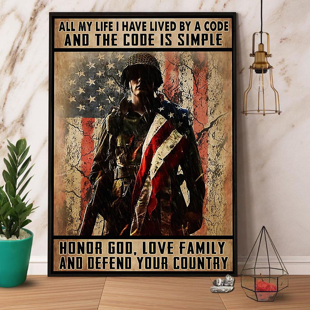 Veteran Us Flag Defend Your Country Paper Poster No Frame Matte Wall ...