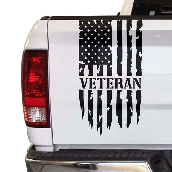 Retired Soldier Veteran Distressed American USA US Flag Truck Tailgate ...