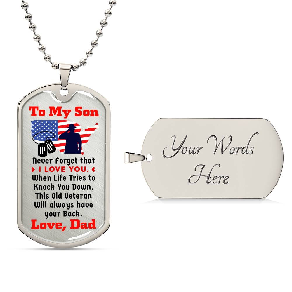 Veteran's Son - Premium Dog Tag - Graphic Military Dog Tag Necklace ...