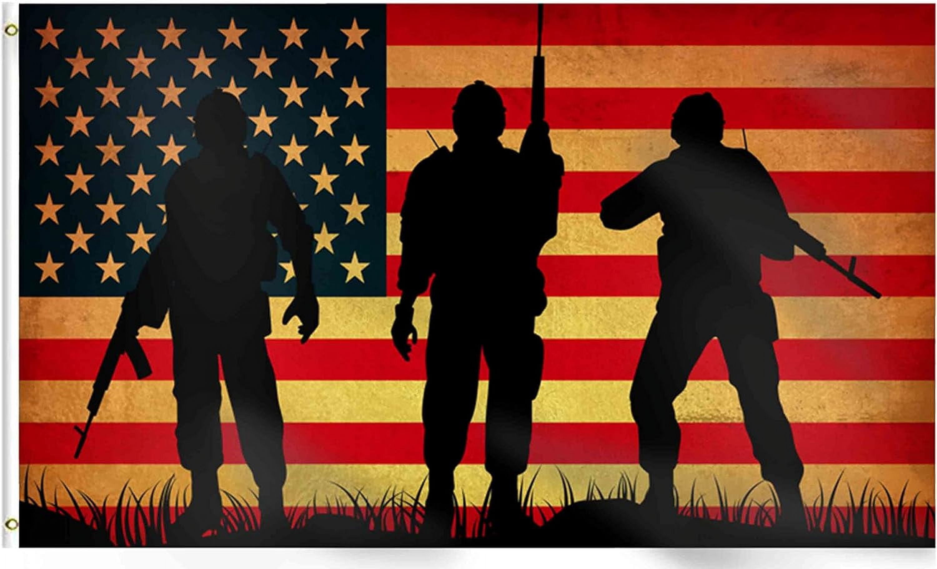 Veterans Day American Flag Soldier Military Flag Banner 3x5 FT,Welcome ...