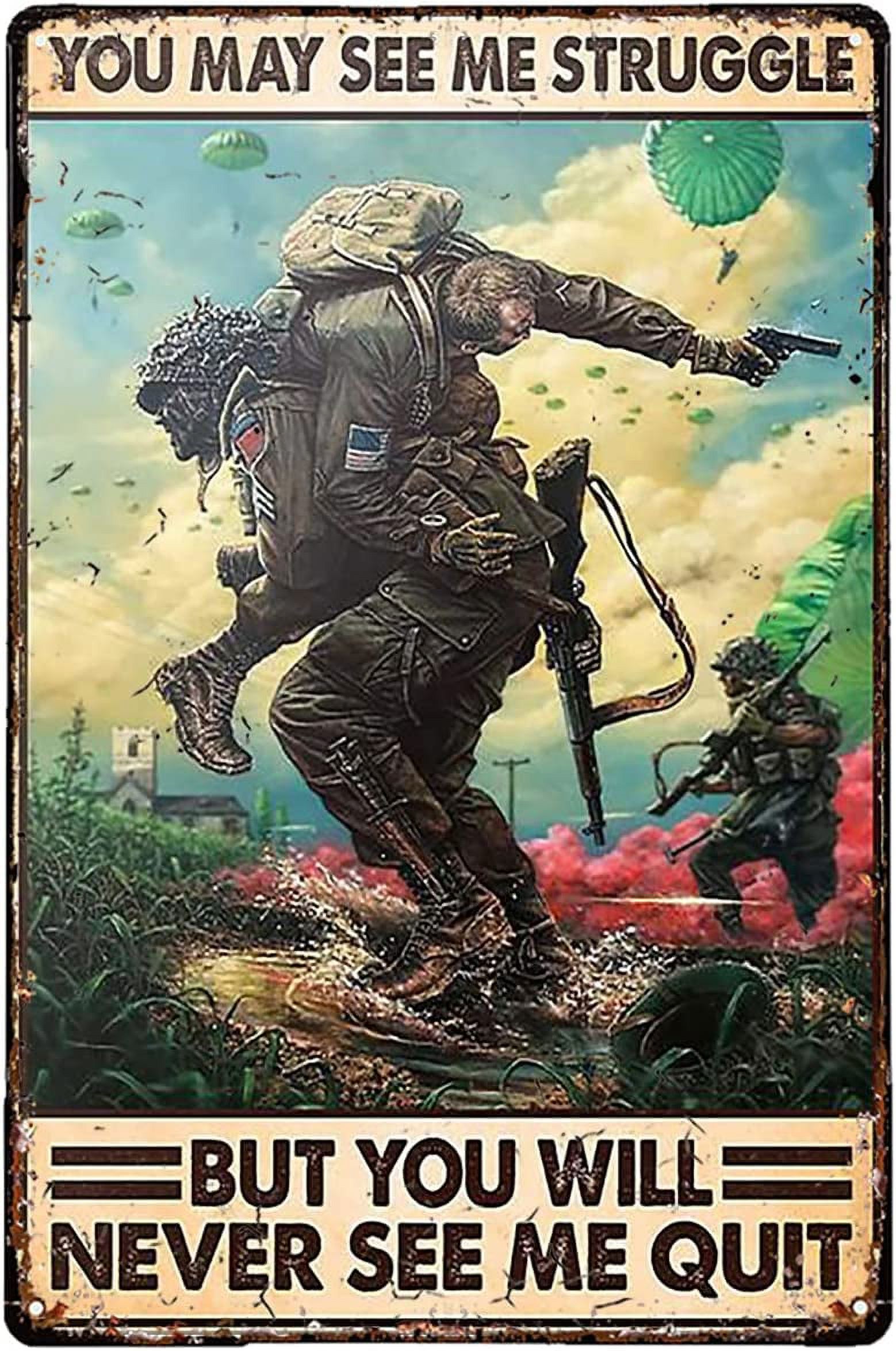 Veterans Day Decor U.S Army Veteran Tin Sign for Backyard Garage Man ...