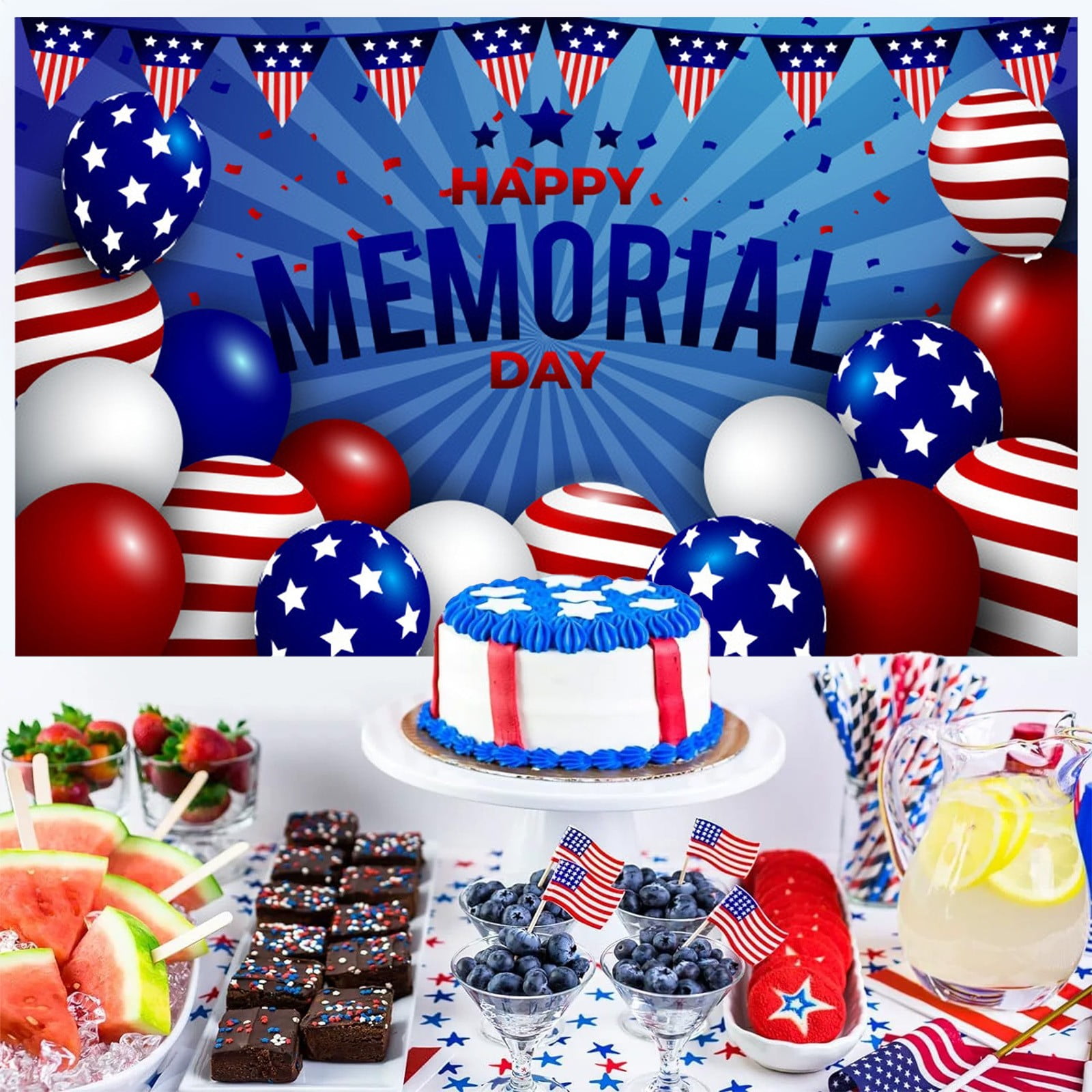 Veterans Day Decorations - Memorial Day Background Banner Red and Blue ...