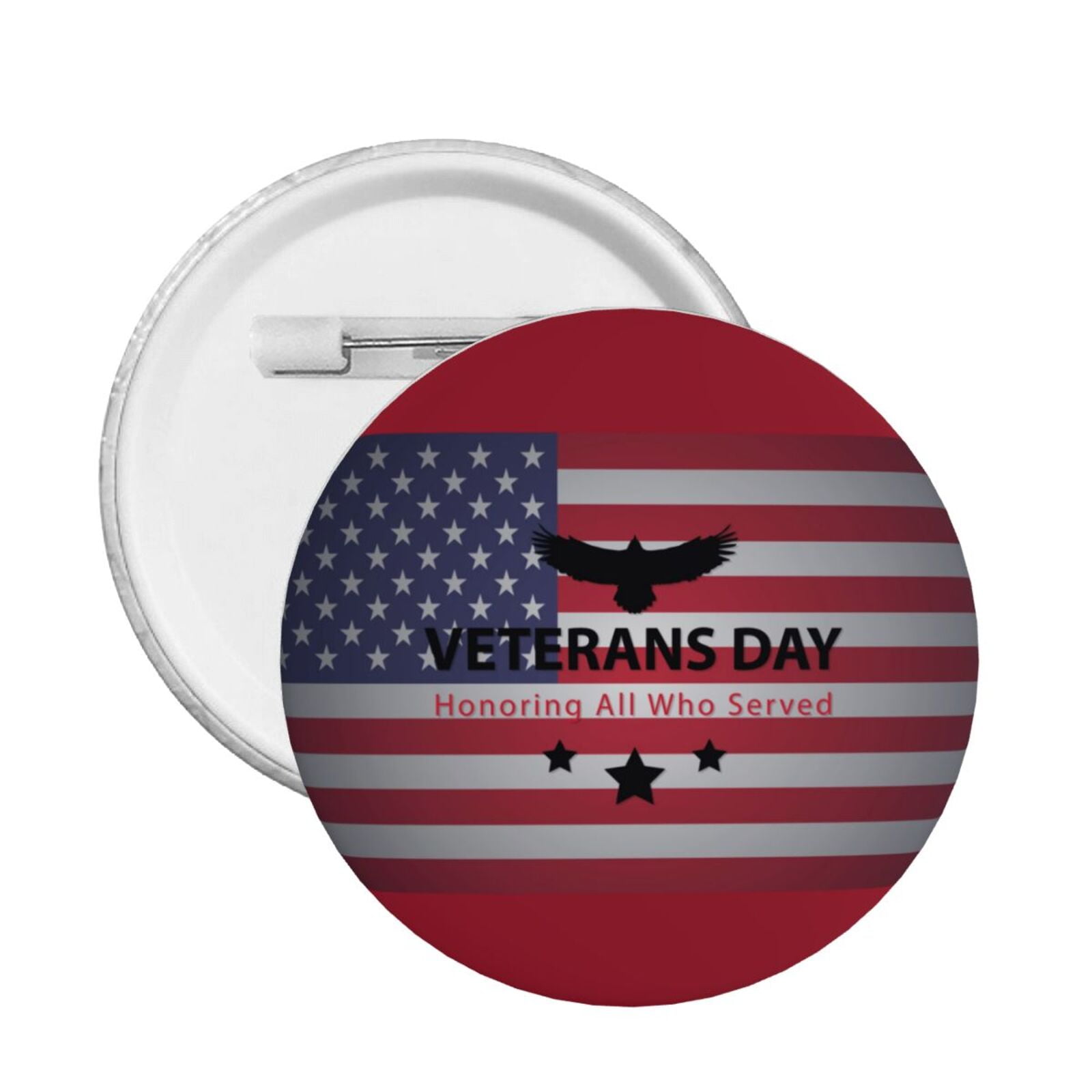 Veterans Day Honoring All Who Served Circular Button Fashion Badge ...
