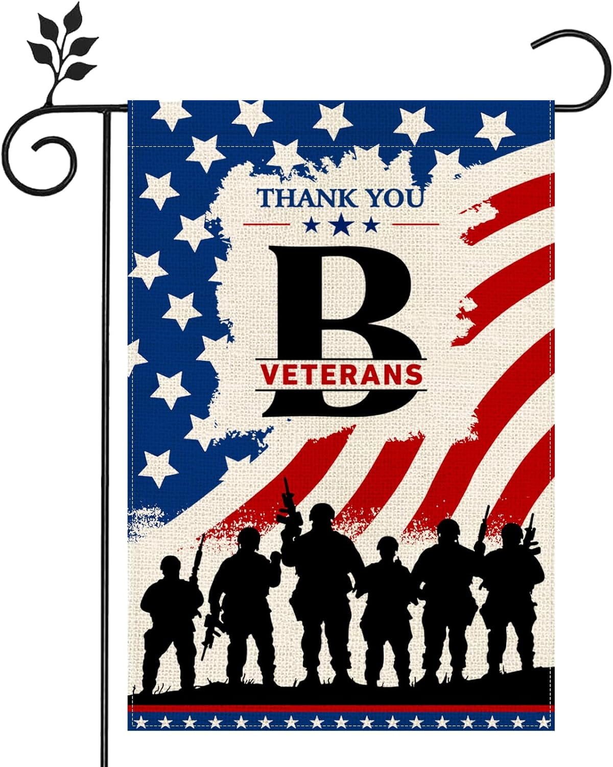 Veterans Day Monogram Letter B Patriotic Garden Flag Vertical Double ...