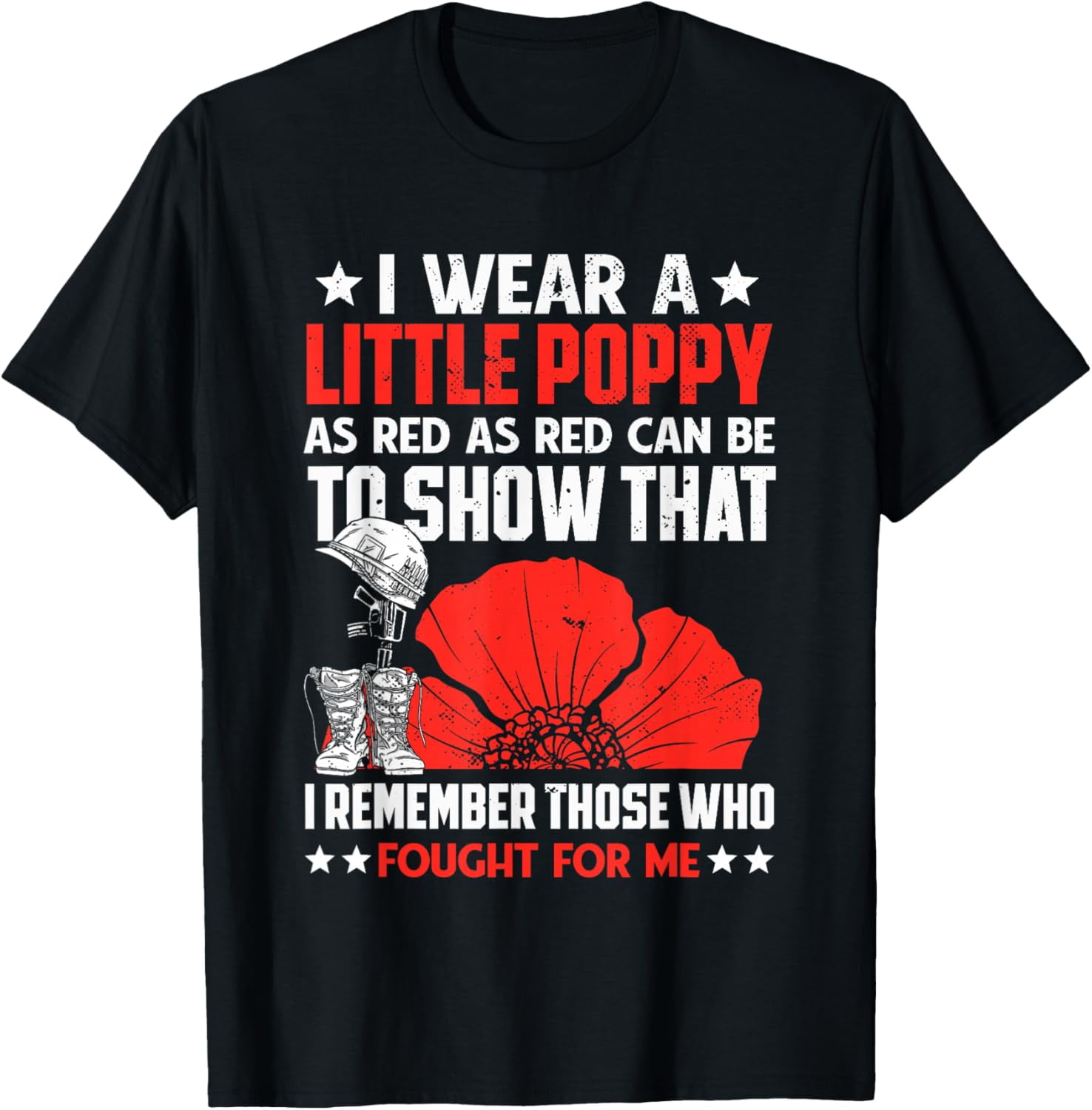 Veterans Day USA Memorial Lest We Forget Red Poppy Flower T-Shirt ...
