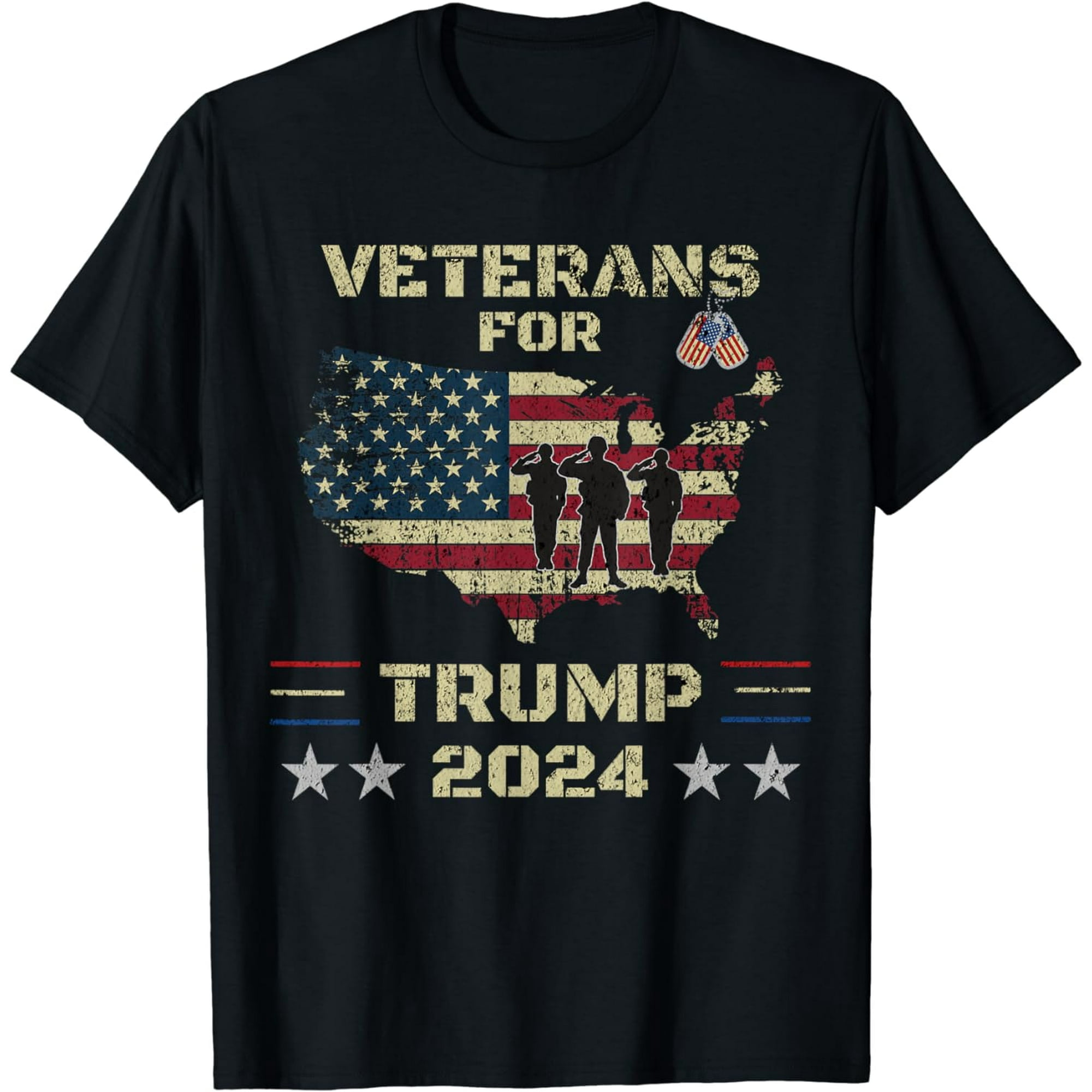 Veterans For Trump 2024 American Flag Election Dad Grandpa pure cotton ...
