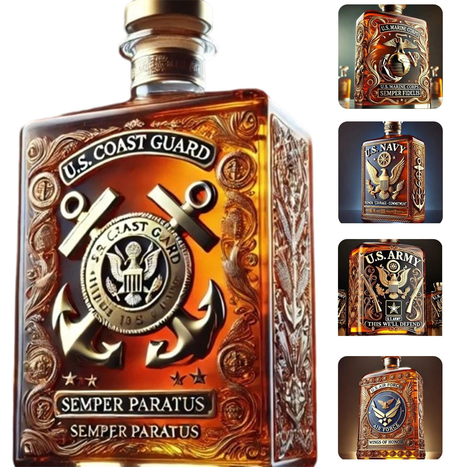 Veterans Memorial Bottle, Military Whiskey Glass Cup, 300ml Army Marine ...