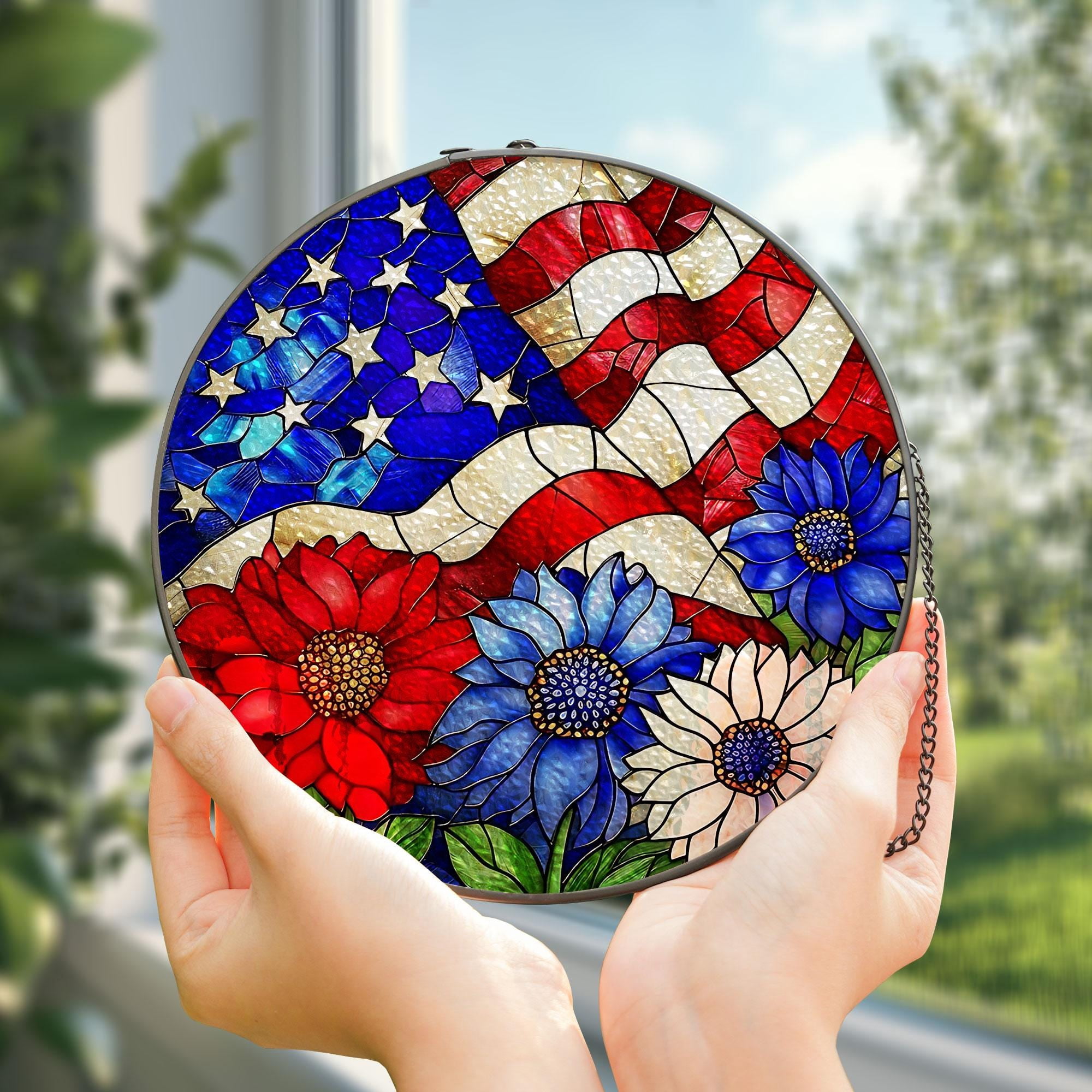 Veterans & Military Families Stained Glass Suncatcher, Patriotic Window ...