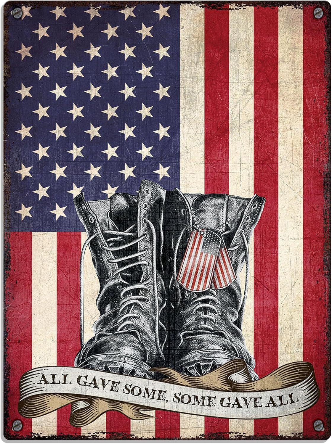 Veterans Military Tin Metal Sign, US Army Navy Armed Forces Memorial ...