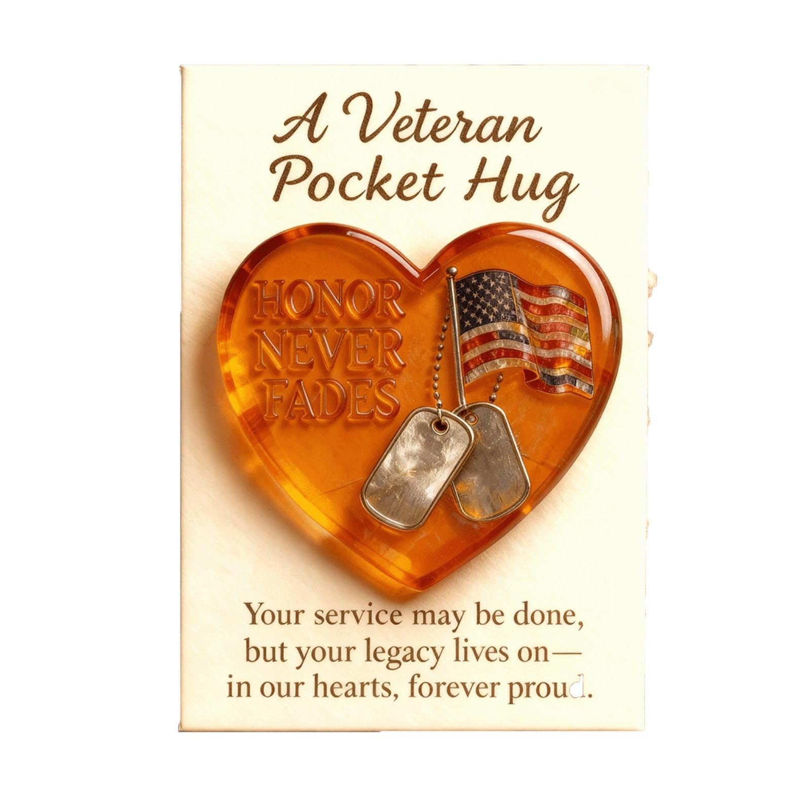 Veterans Pocket Hug Keepsake Card With Paper Material And Inspirational ...