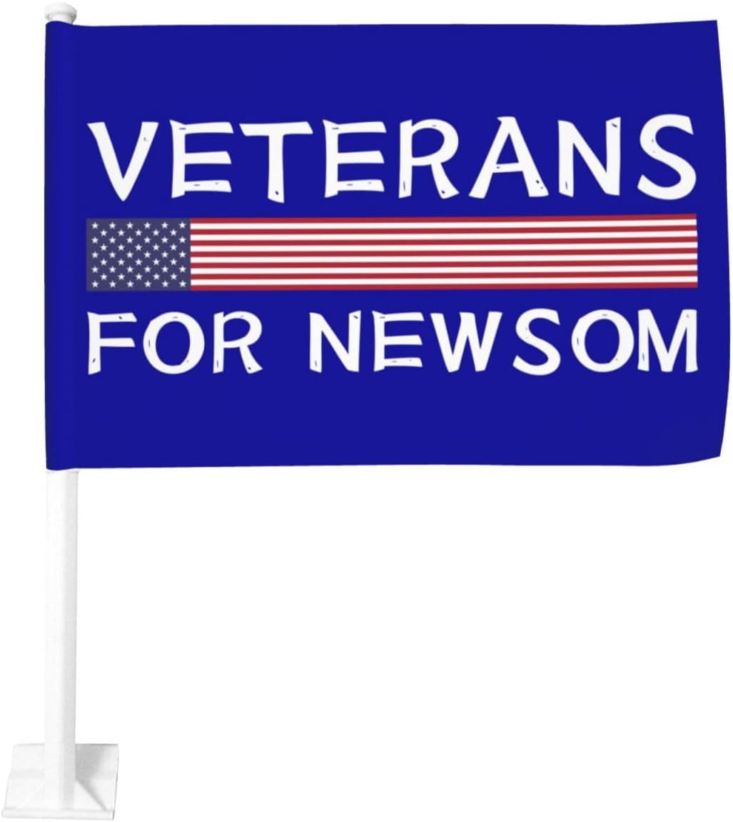Veterans for Gavin Newsom President 2024 Car Flag 12"x18" Car Window ...