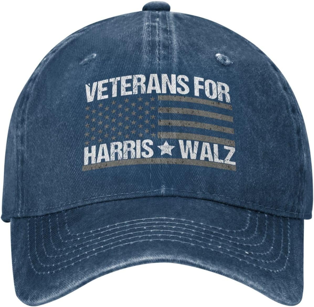 Veterans for Kamala Harris Waltz hat 2024 Election Denim Retro Baseball ...