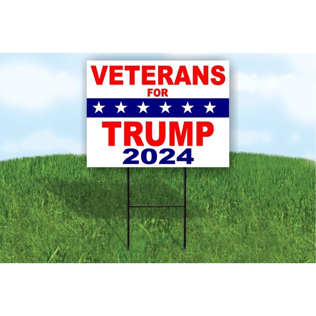 Donald Trump 2024 Veterans for Trump Single-Sided Yard Sign with Stand ...