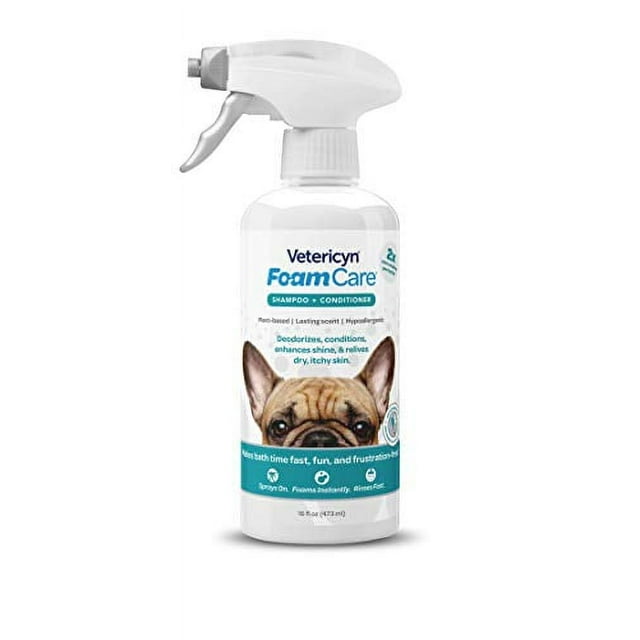 Vetericyn FoamCare Pet Shampoo Plus Conditioner, Spray-on Shampoo for ...