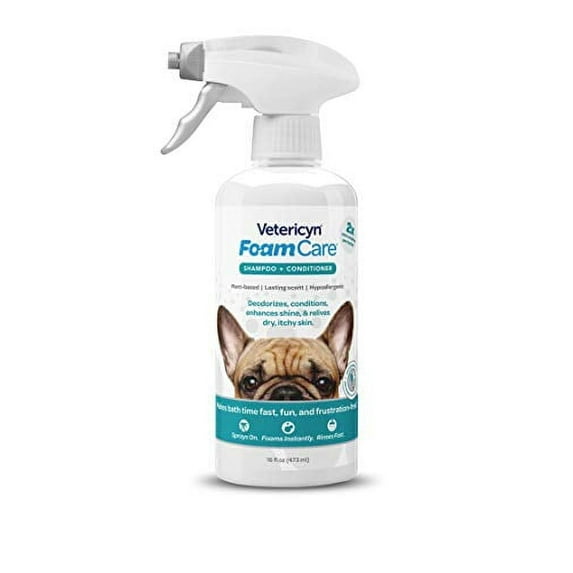 Vetericyn FoamCare Spray-On Dog Shampoo Plus Conditioner, 16 fl oz ...