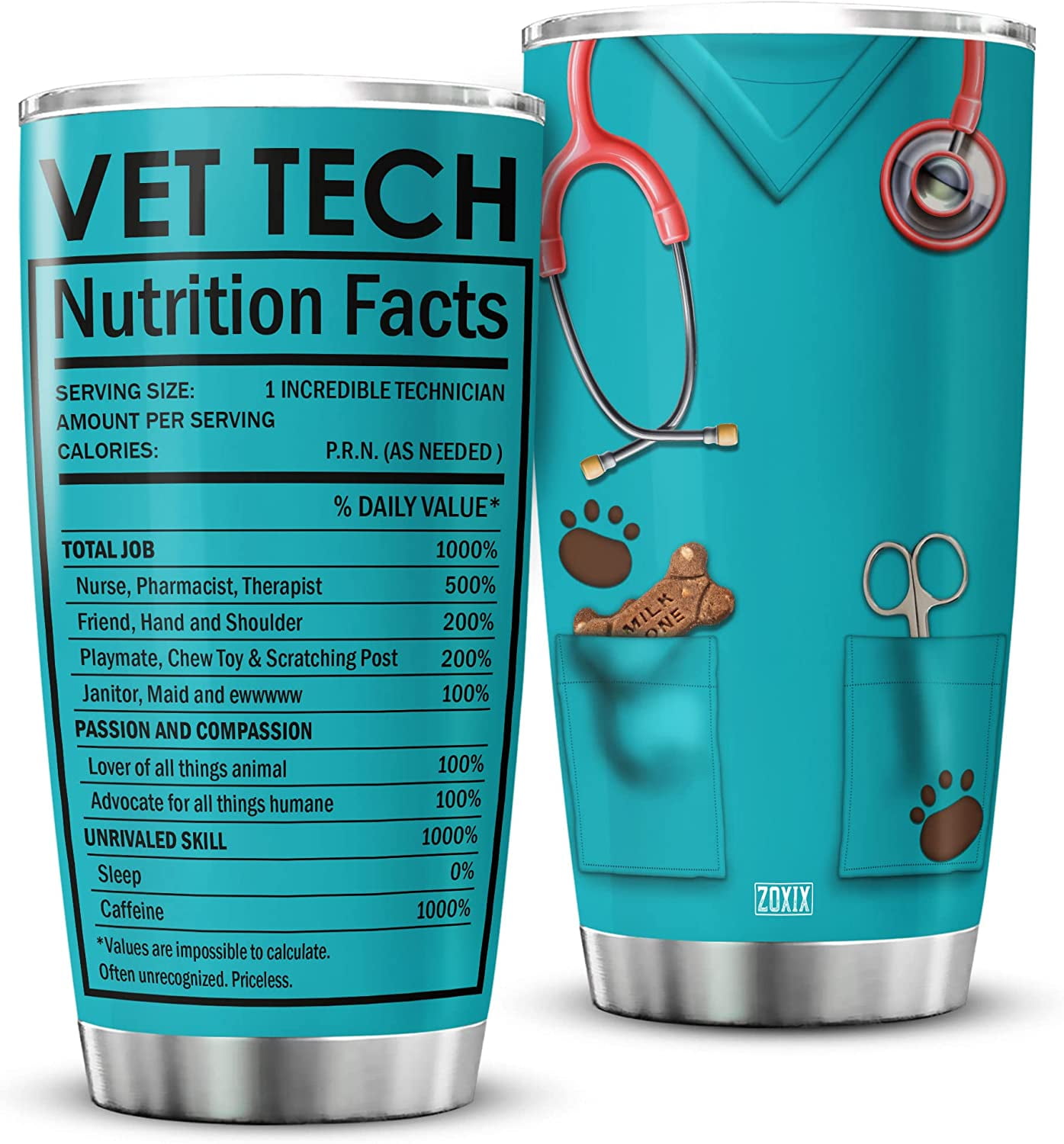 Veterinarian Coffee Tumbler Vet Tech Nutrition Facts Cup With Lid 20oz ...
