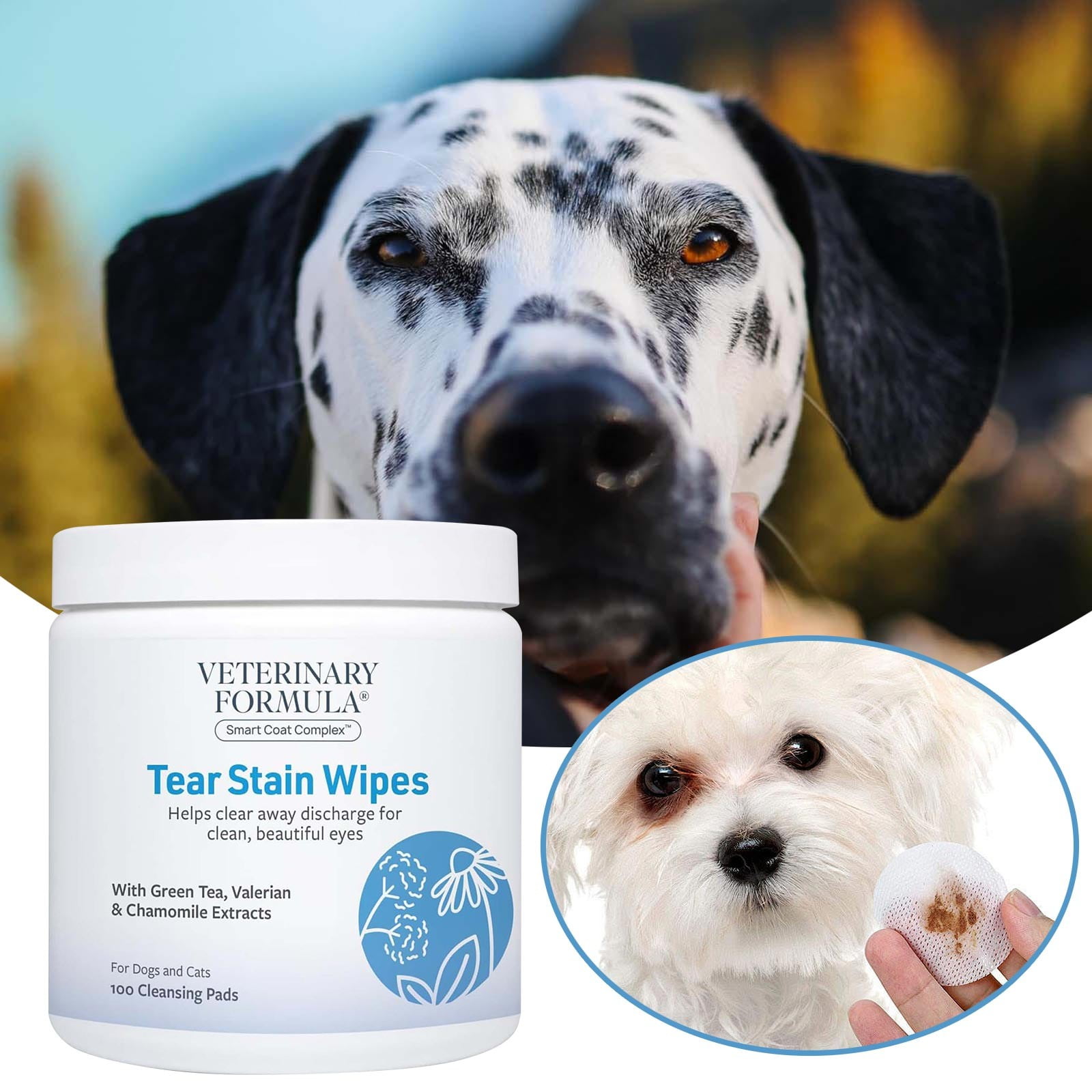 Veterinary Formula Smart Coat Complex Tear Stain Wipes for Dogs & Cats ...