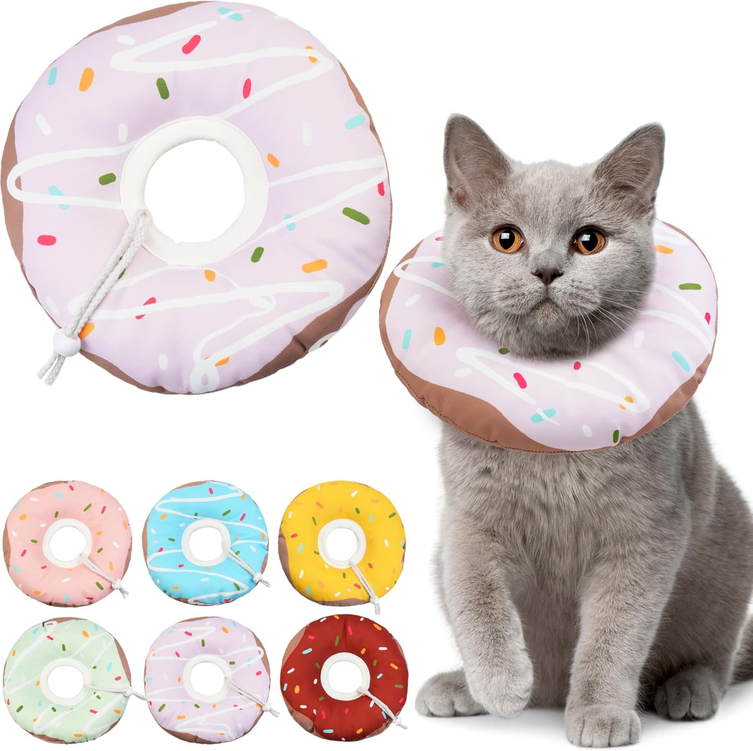 ‌Veterinary-Grade Postoperative Elizabethan Collar – Adjustable Soft Recovery Cone for Cats ...
